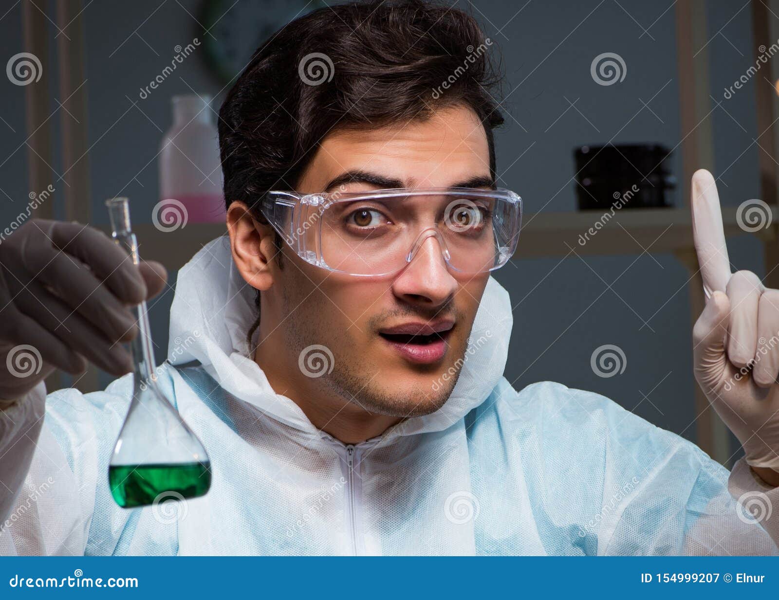 Young Male Lab Chemist Late at Night in Overtime Time Stock Image ...