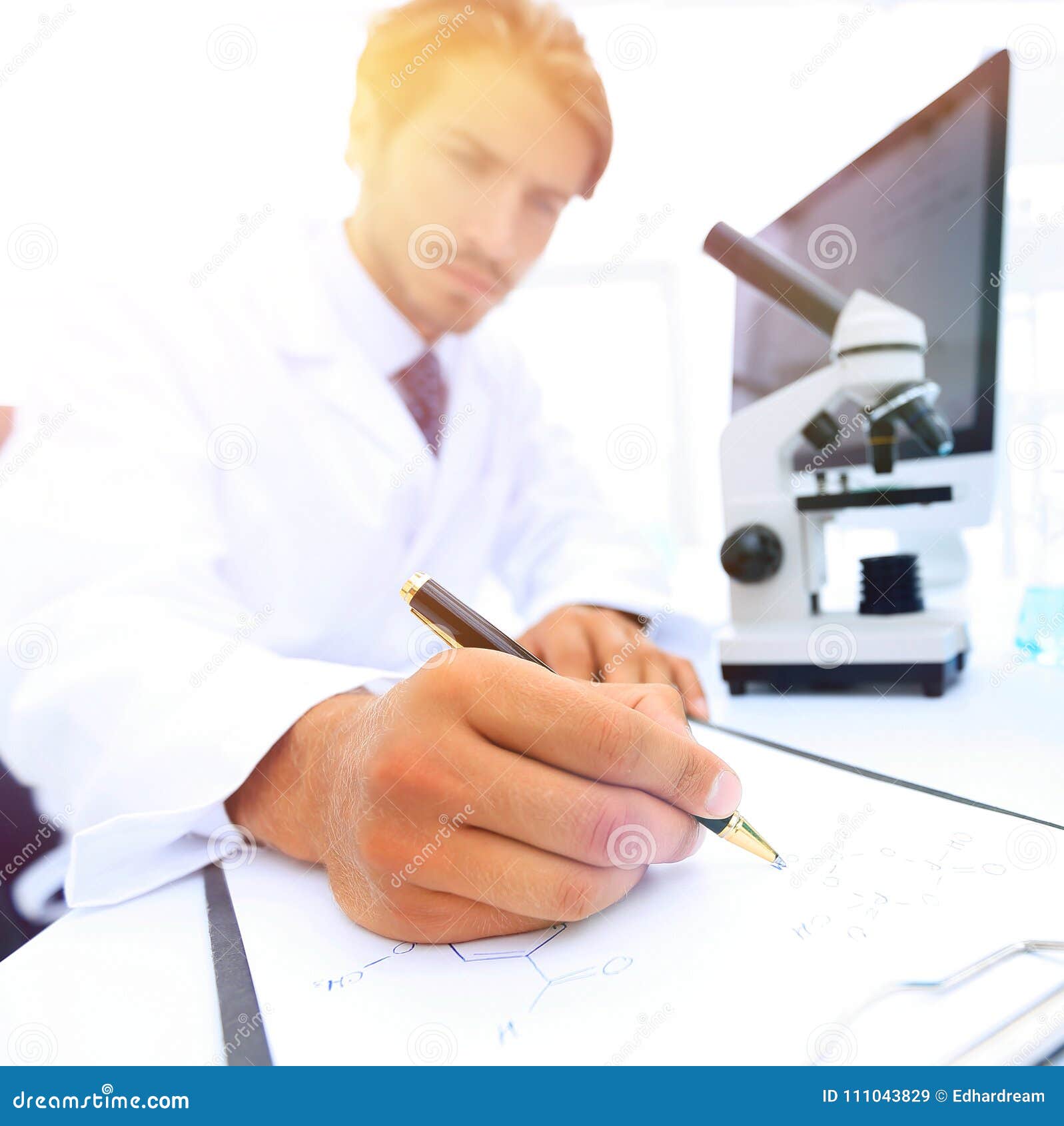 Scientist Makes a Note of Experiment in the Laboratory Stock Image ...