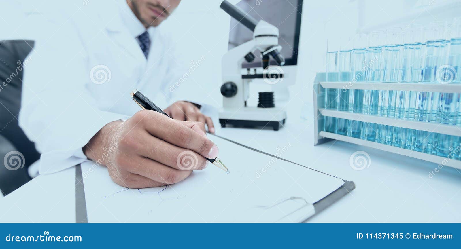 Scientist Makes a Note of Experiment in the Laboratory Stock Image ...