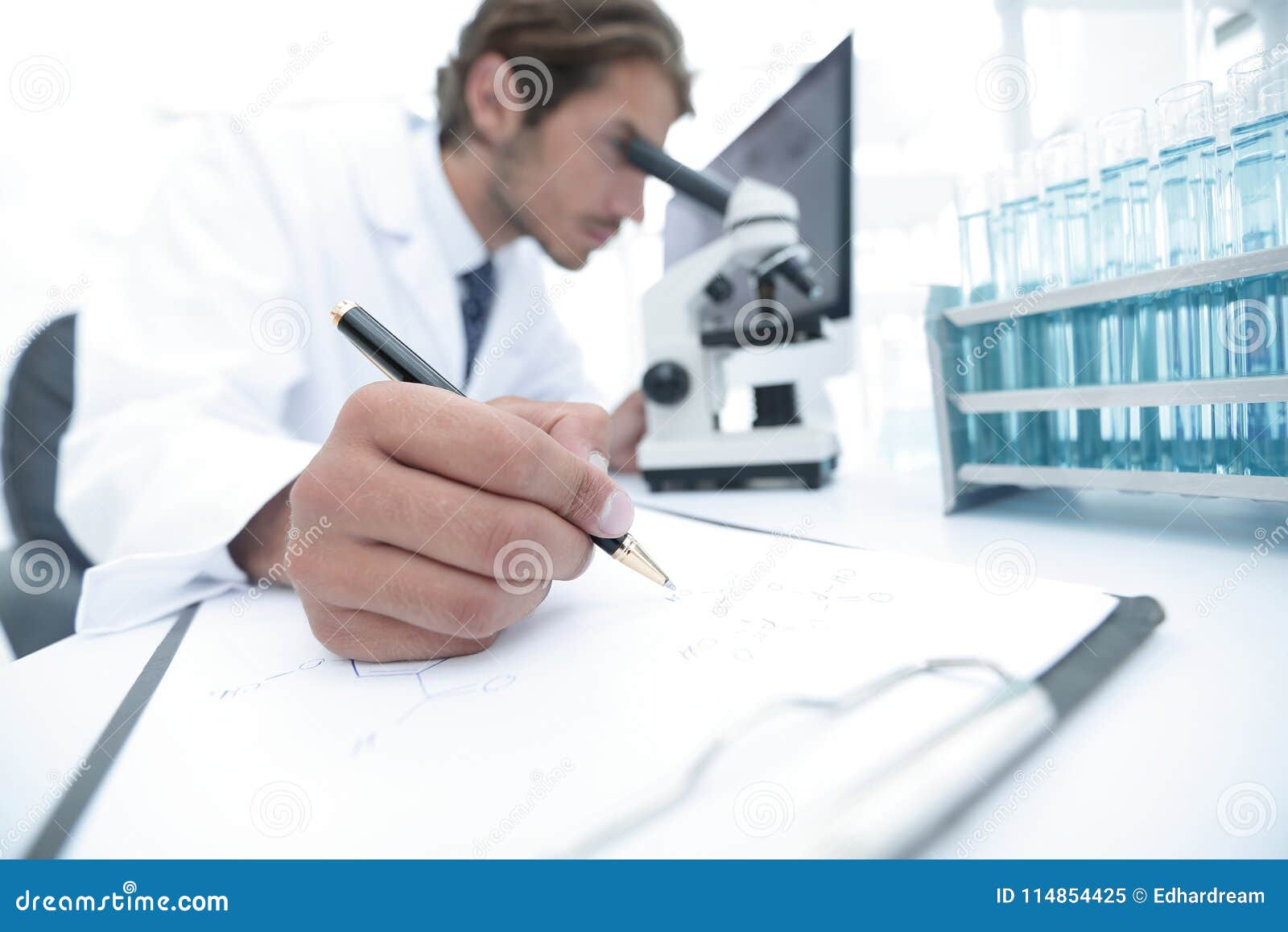 Scientist Makes a Note of Experiment in the Laboratory Stock Image ...