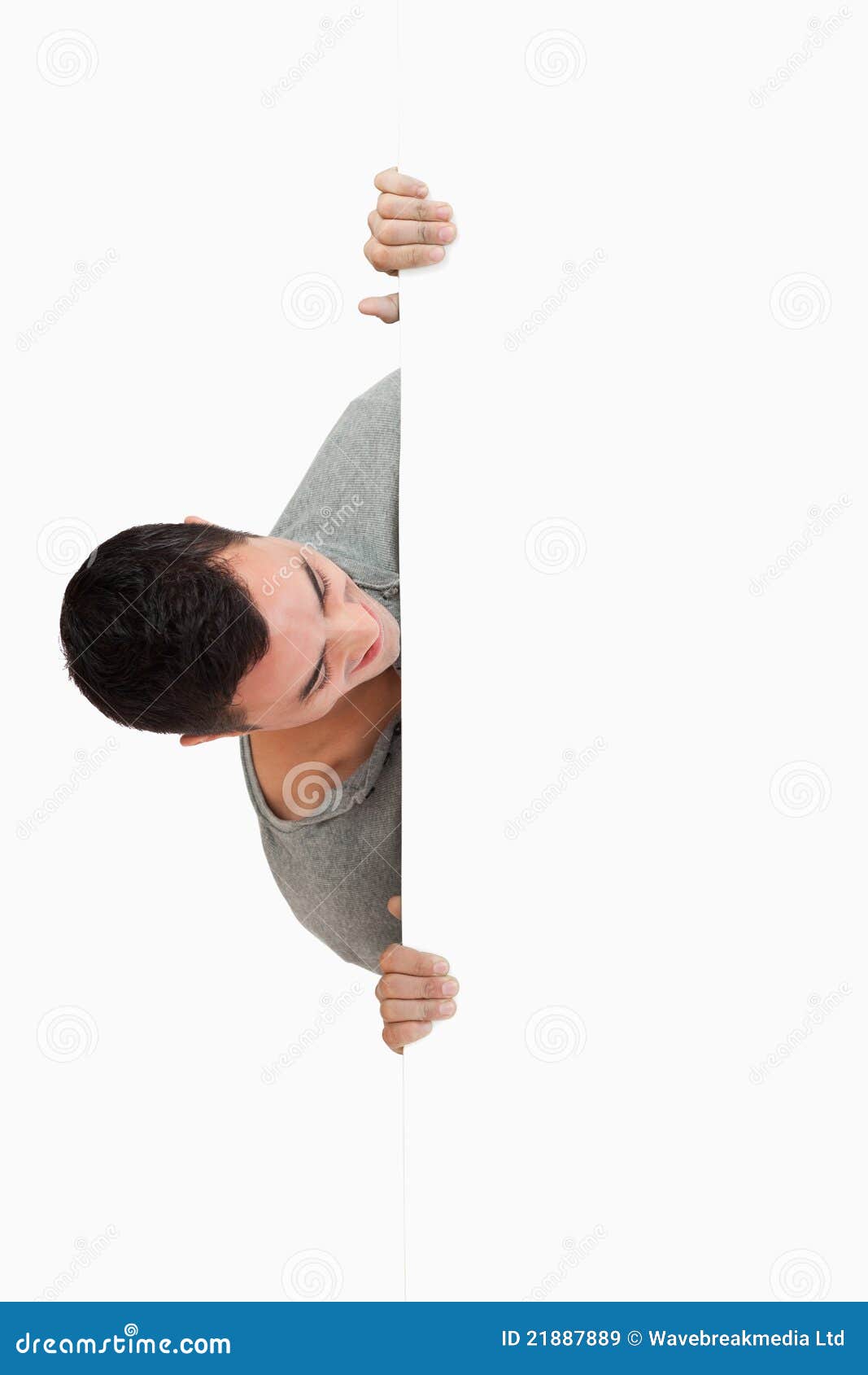 Young Male Looking Around the Corner Stock Image - Image of banner ...