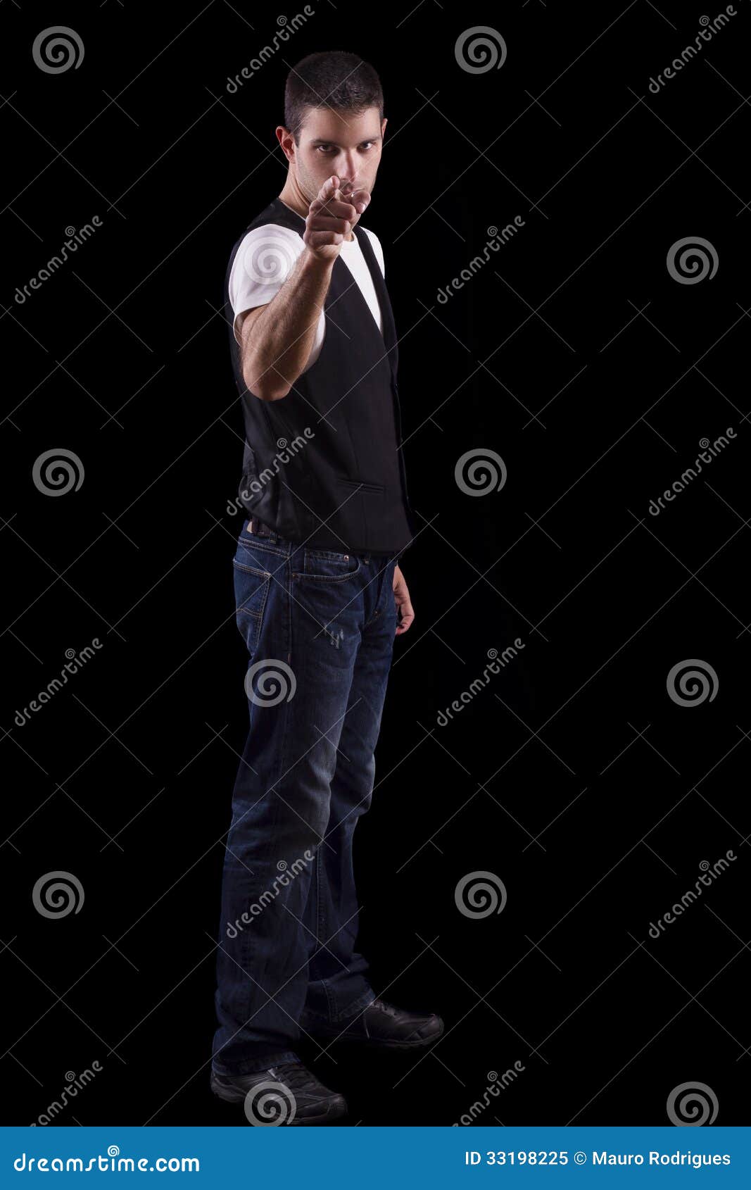 Young Male Man with a Serious Attitude Pointing Finger Stock Image ...