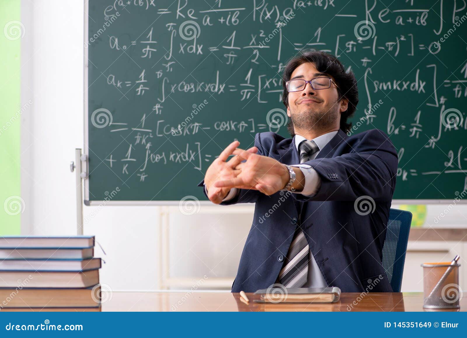 The Young Male Math Teacher in Classroom Stock Image - Image of rest ...