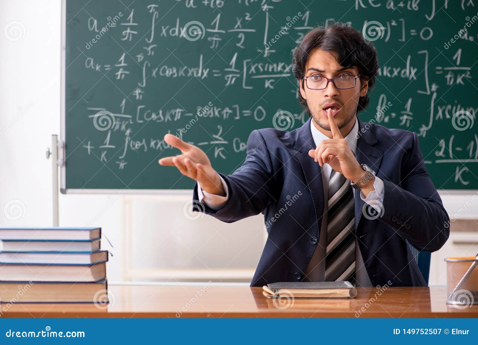 Young Male Math Teacher in Classroom Stock Image - Image of discussing ...