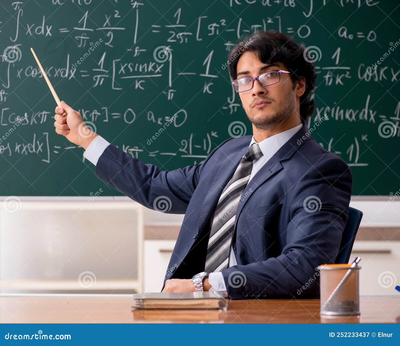Young Male Math Teacher in Classroom Stock Image - Image of elementary ...