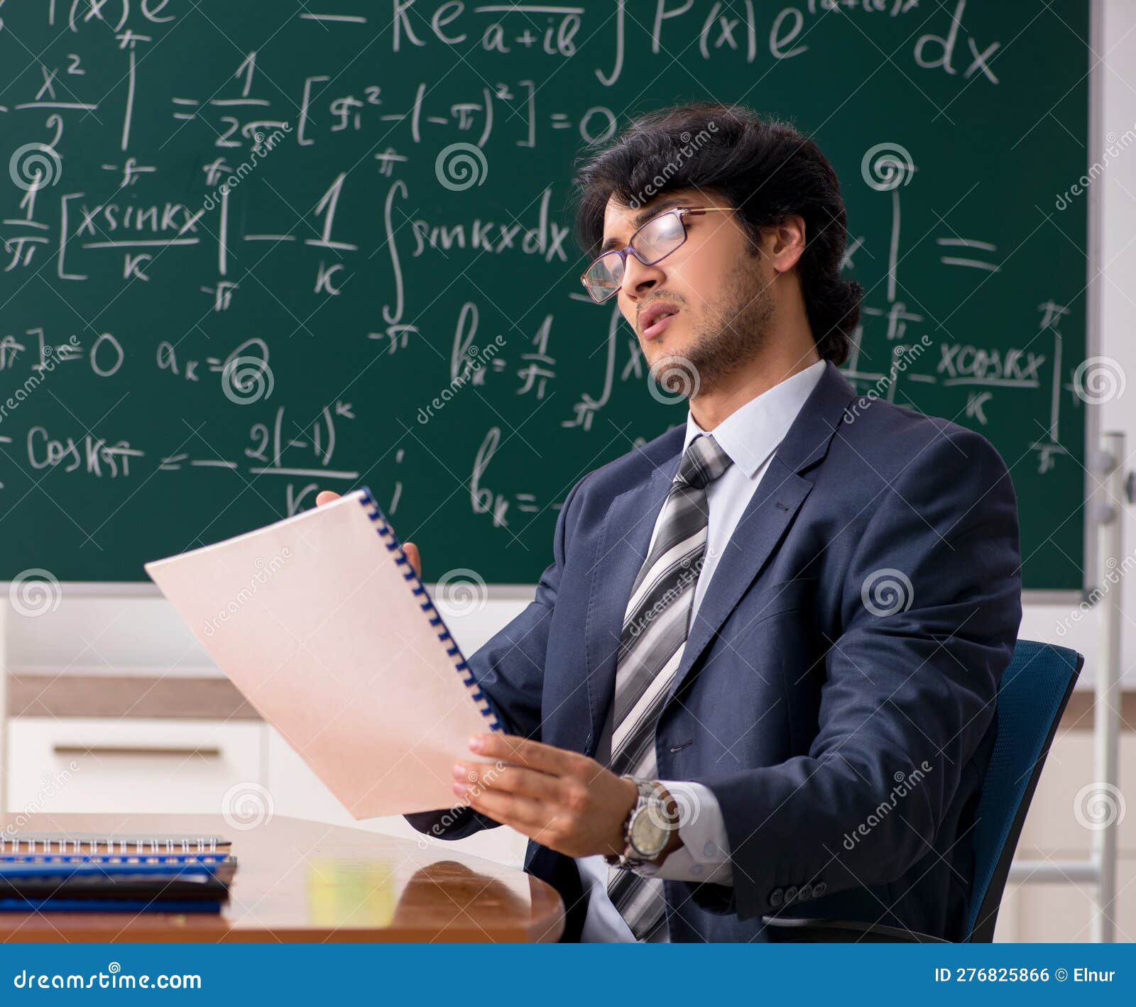 Young Male Math Teacher in Classroom Stock Photo - Image of knowledge ...