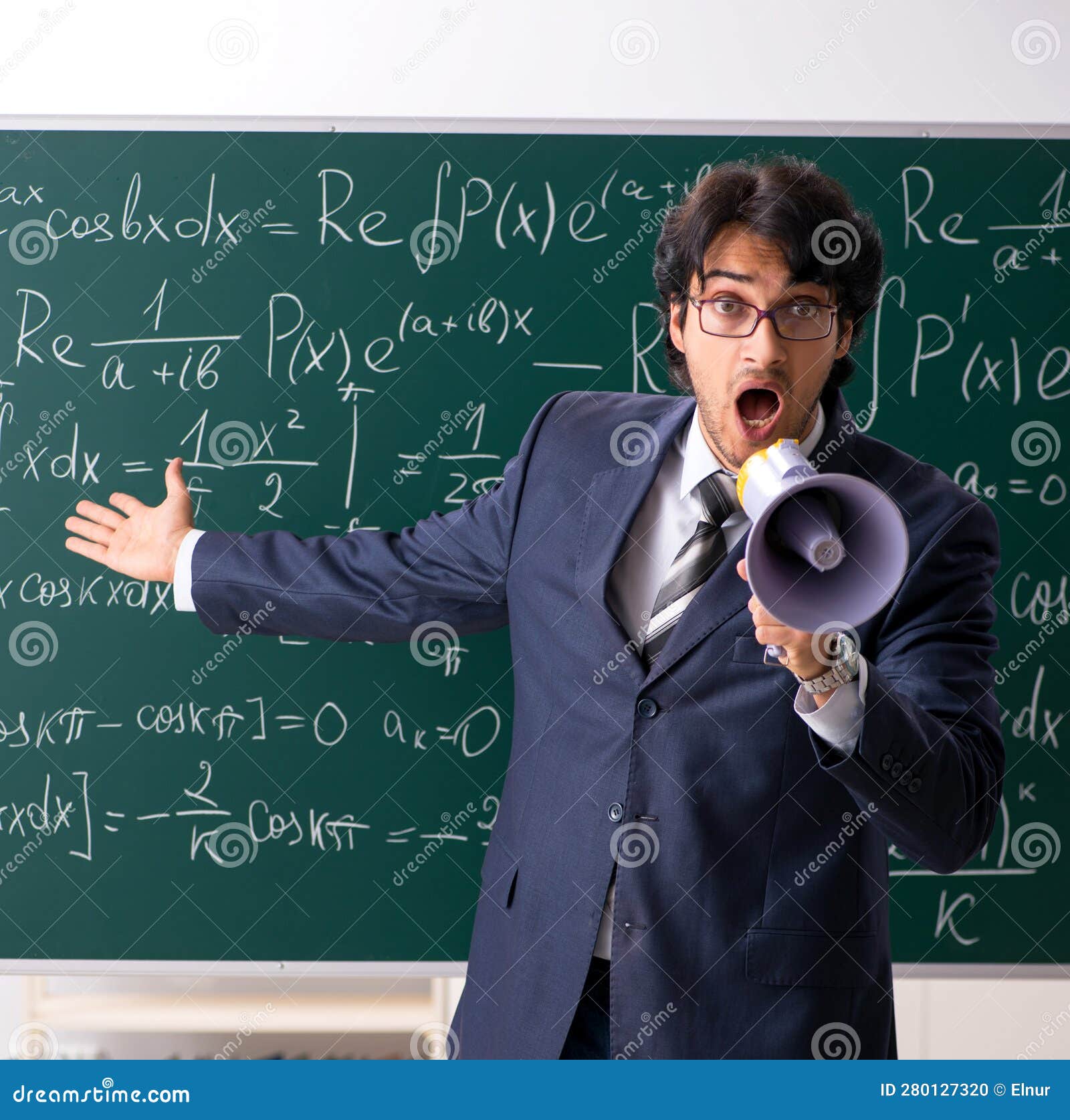 Young Male Math Teacher in Classroom Stock Photo - Image of high, green ...