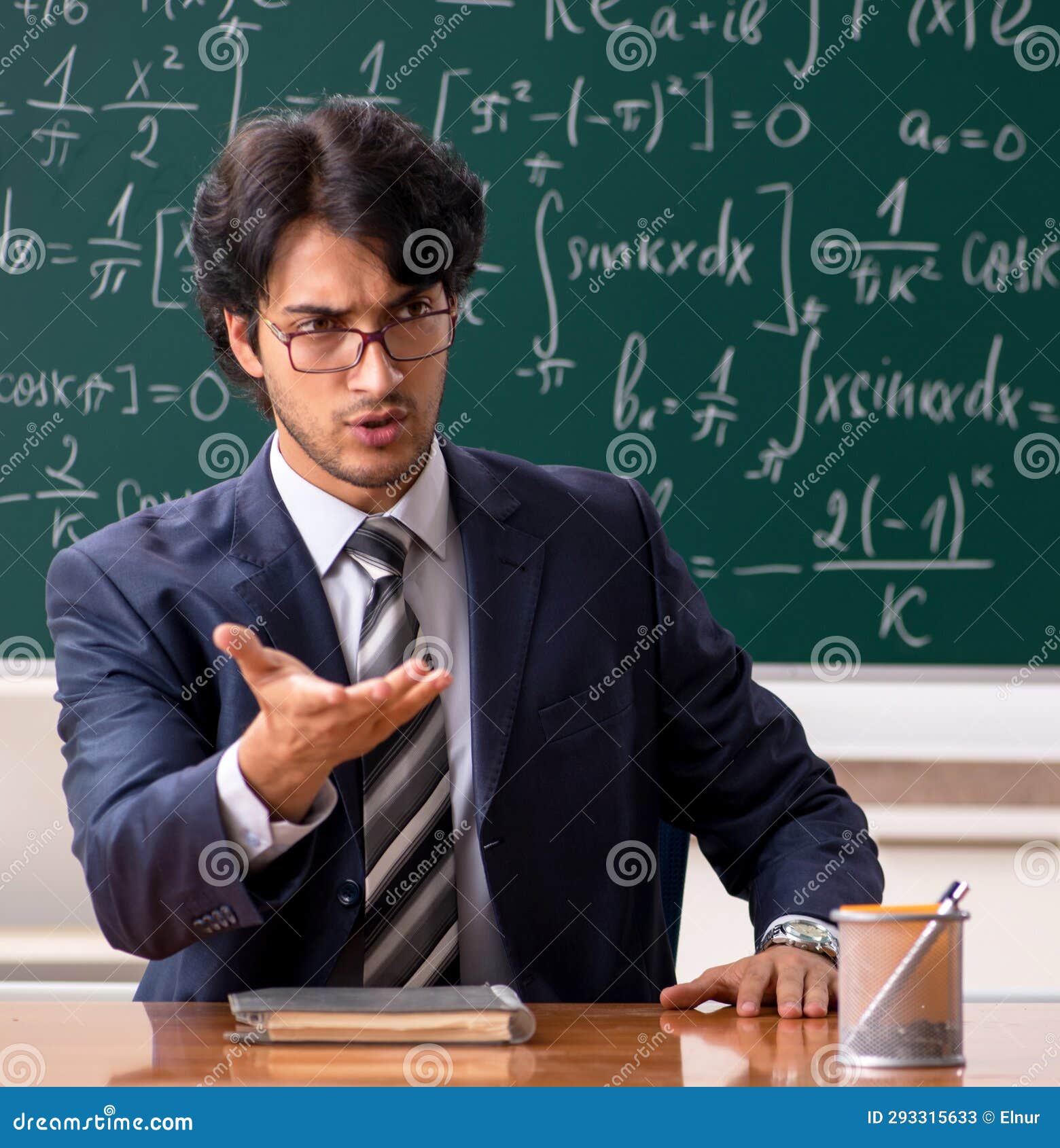 Young Male Math Teacher in Classroom Stock Image - Image of learning ...