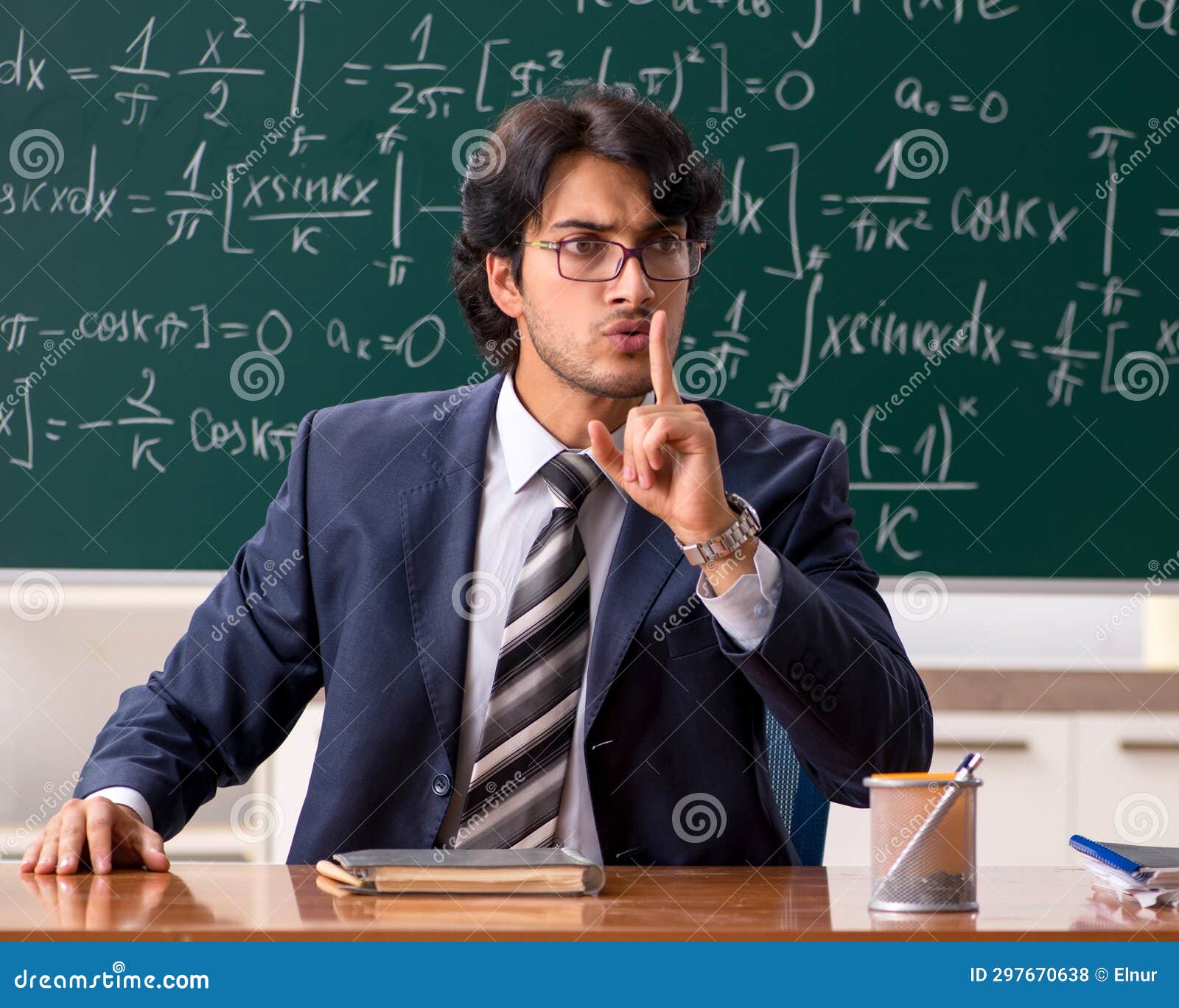 Young Male Math Teacher in Classroom Stock Photo - Image of lecture ...