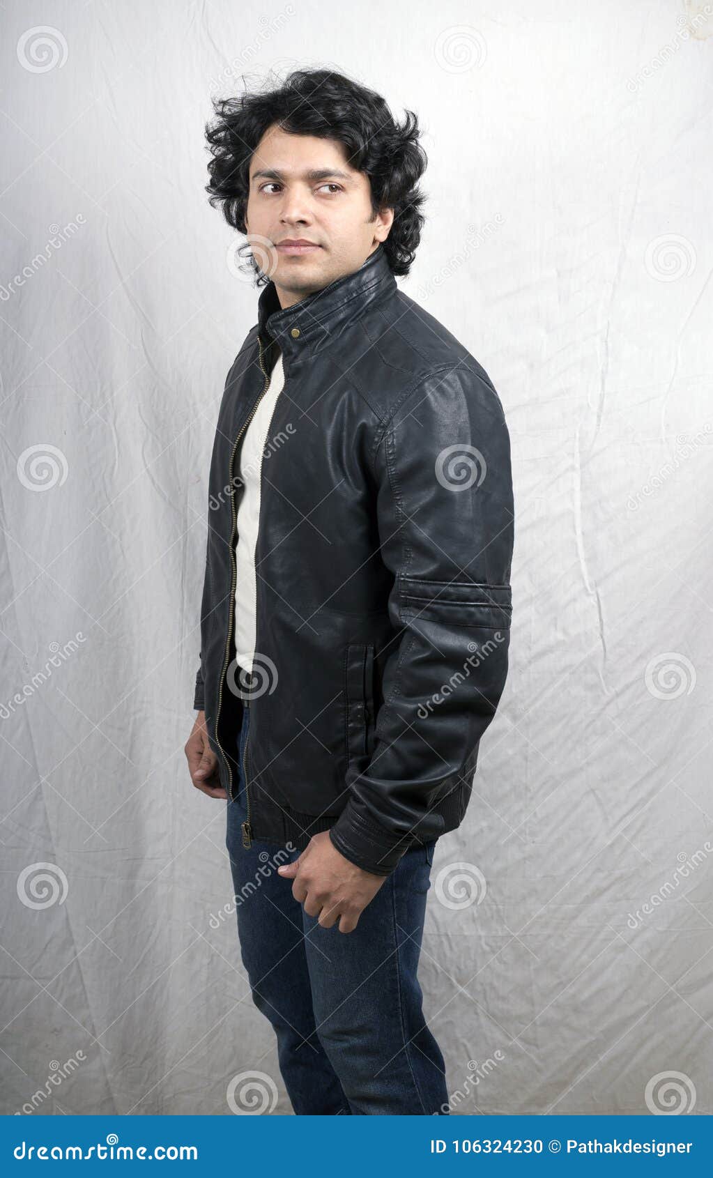 Young Male Model in Black Jacket Stock Photo - Image of calm, young ...
