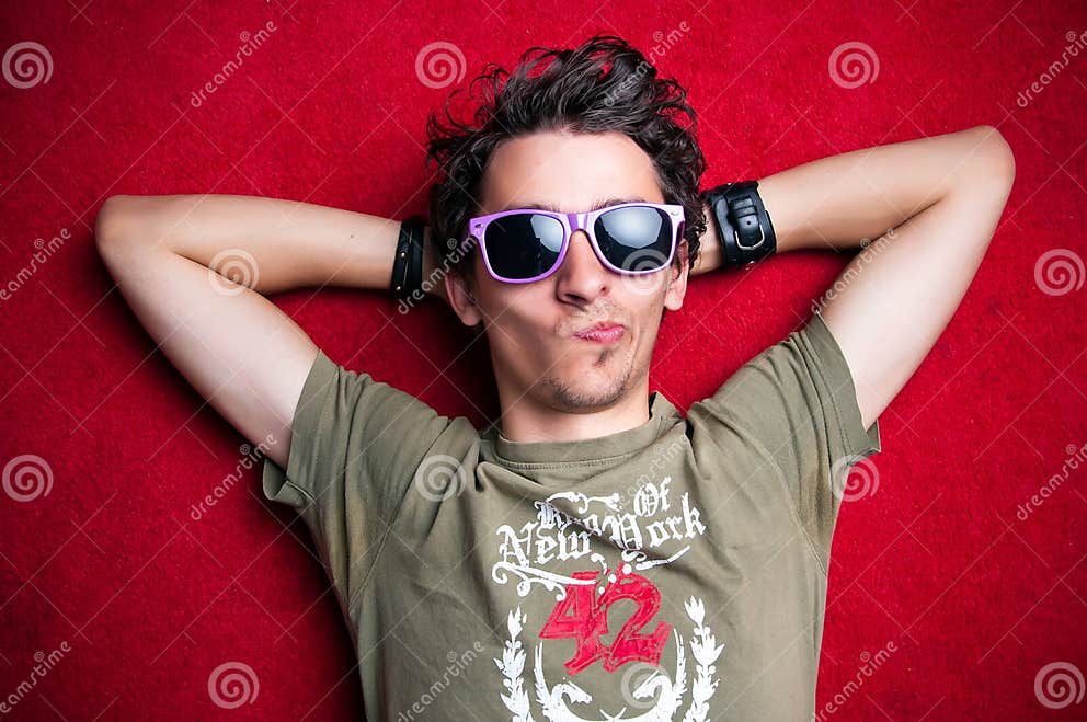 Young Male Model Making Strange Faces Stock Image - Image of caucasian ...