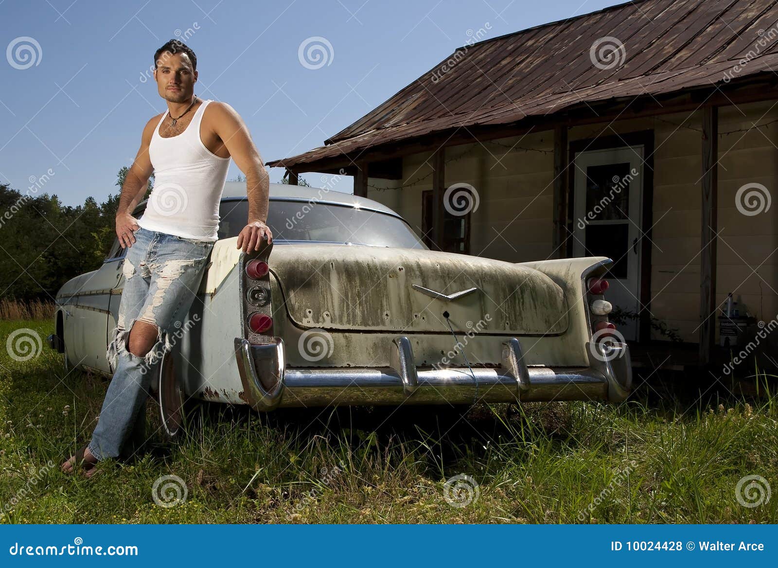 Young Male Model with Old Car Stock Photo - Image of d9falbh, outdoor ...