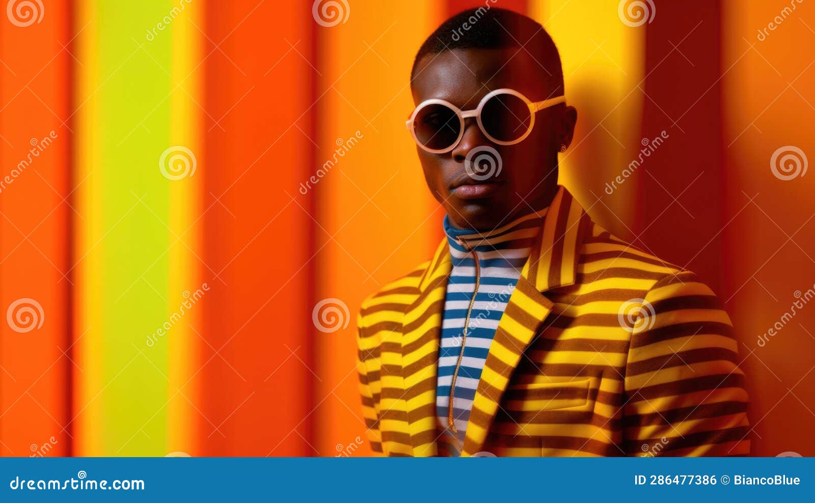 Young Male Model Posing With Trendy Fashion Outfit Picturesque Stock