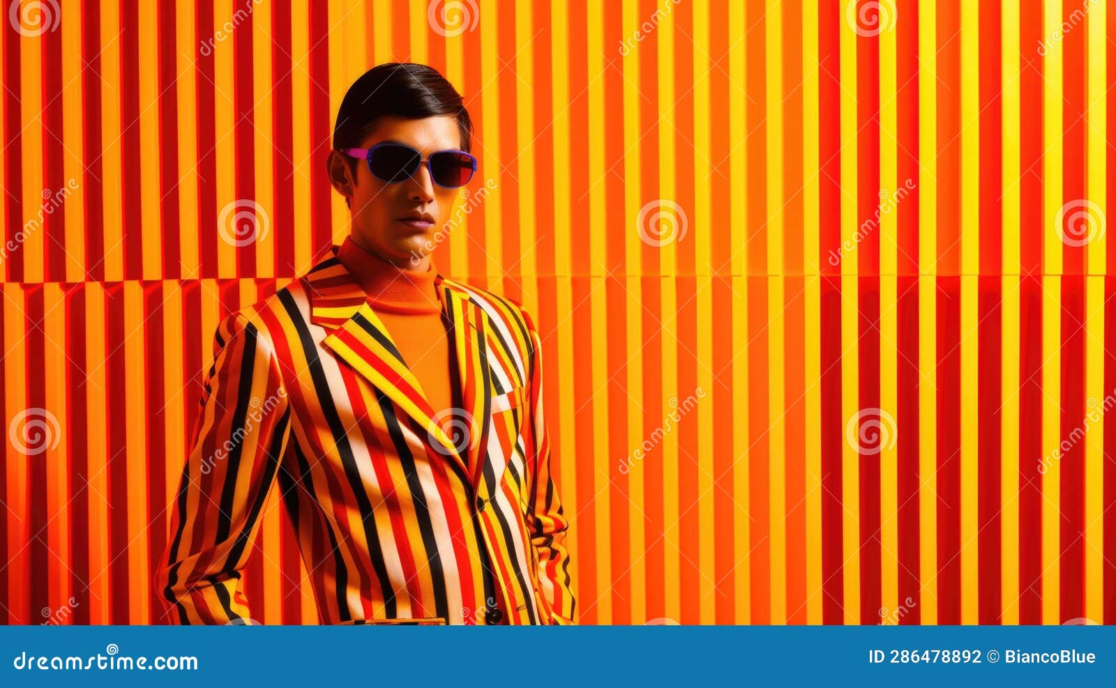 Young Male Model Posing With Trendy Fashion Outfit Picturesque Stock