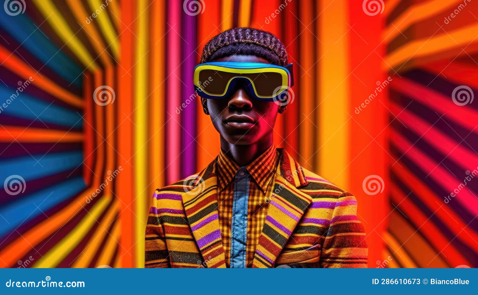 Young Male Model Posing With Trendy Fashion Outfit Picturesque Stock