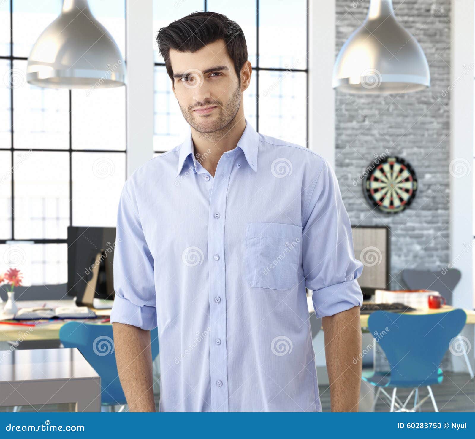 Young Male Officeworker at Creative Office Space Stock Photo - Image of ...