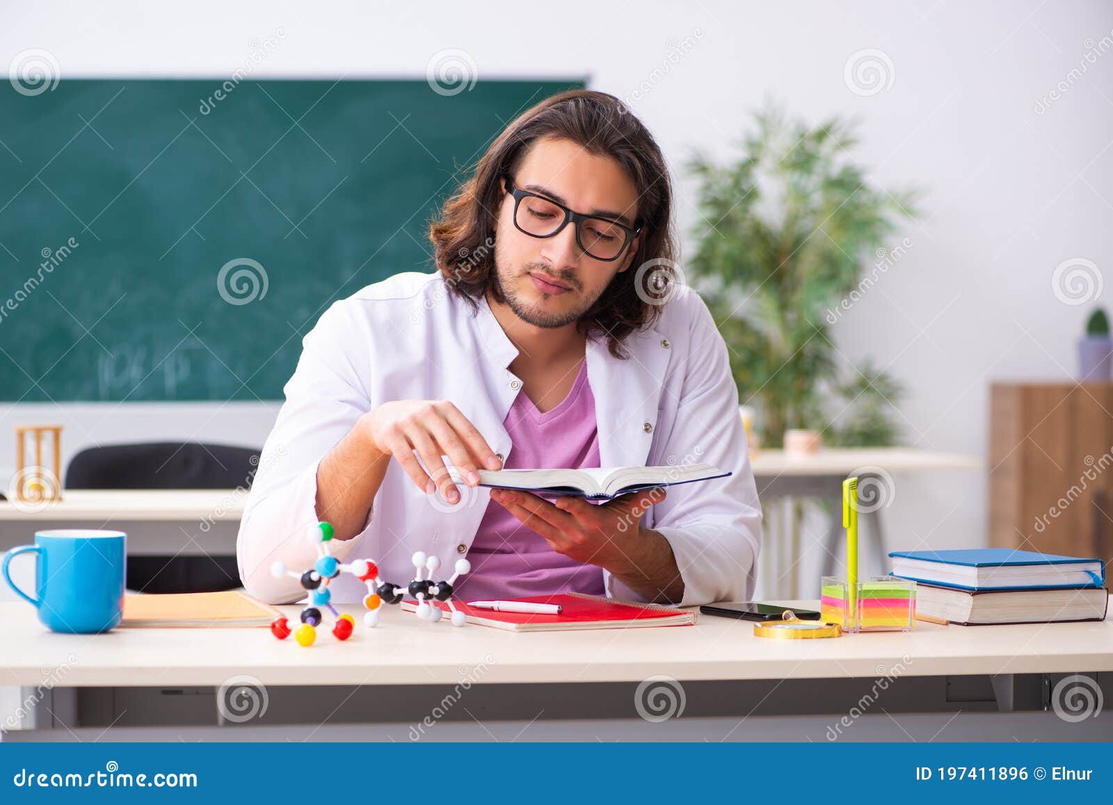 Young Male Physicist in the Classroom Stock Photo - Image of education ...