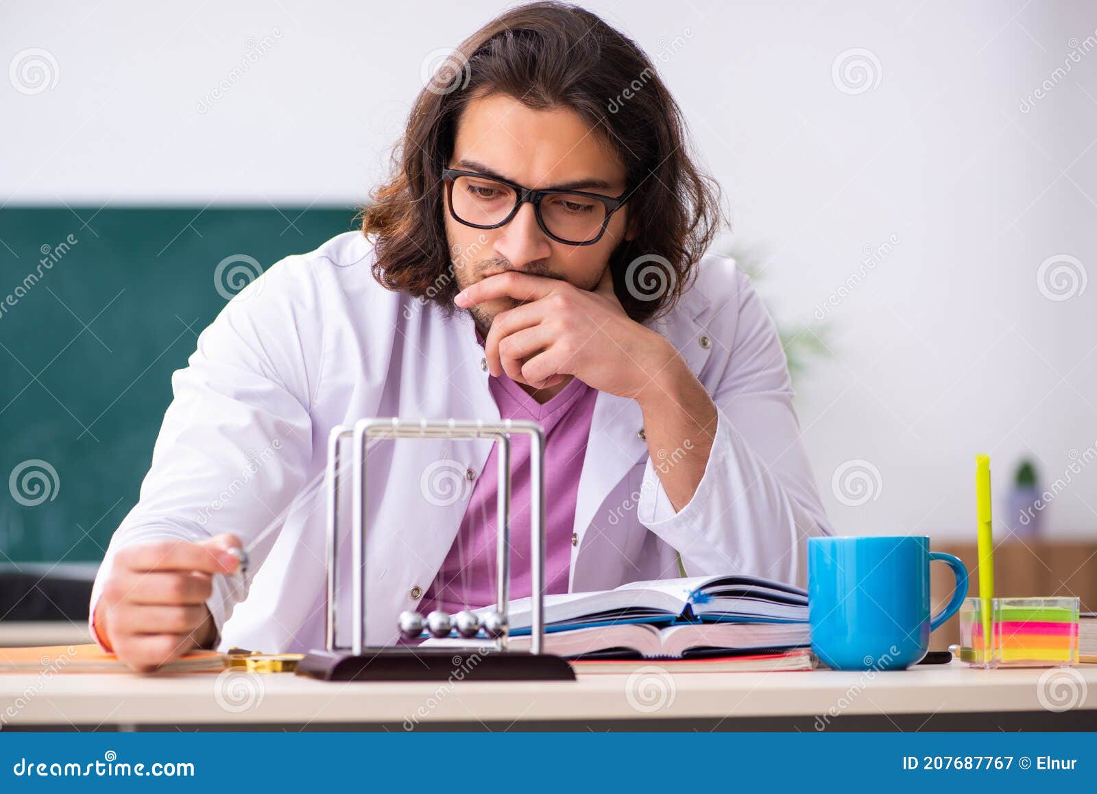 Young Male Physicist in the Classroom Stock Image - Image of class ...