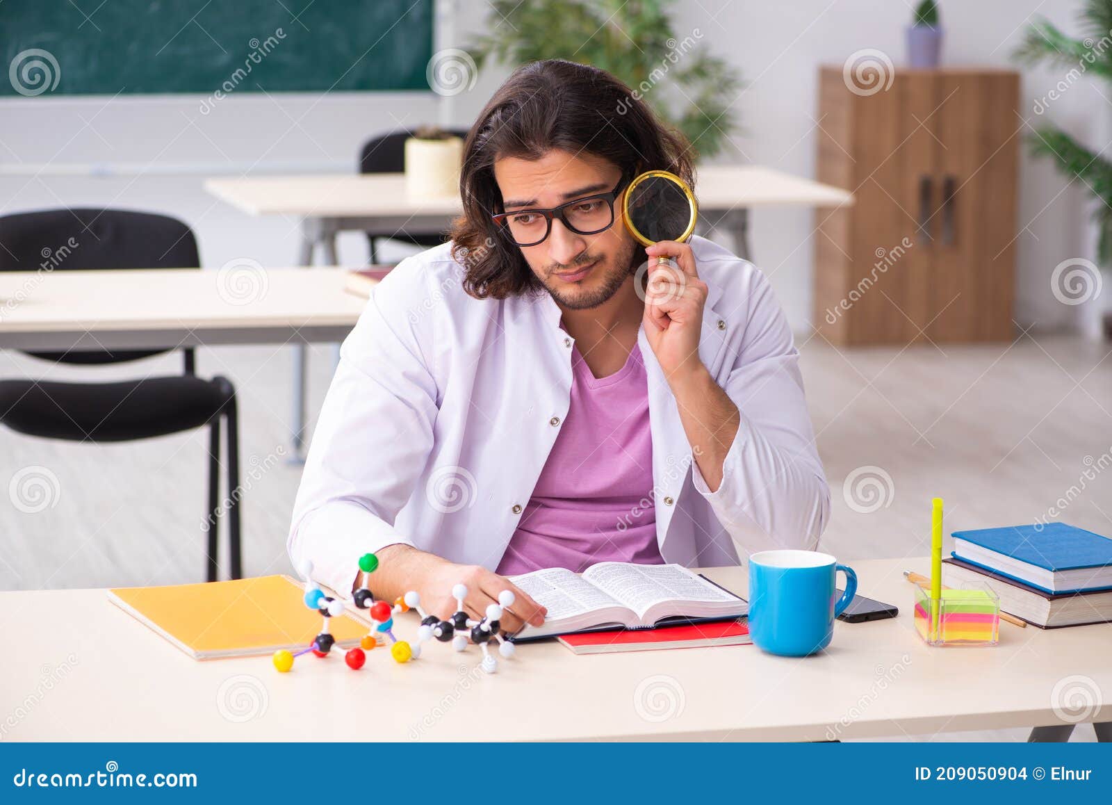 Young Male Physicist in the Classroom Stock Photo - Image of revision ...