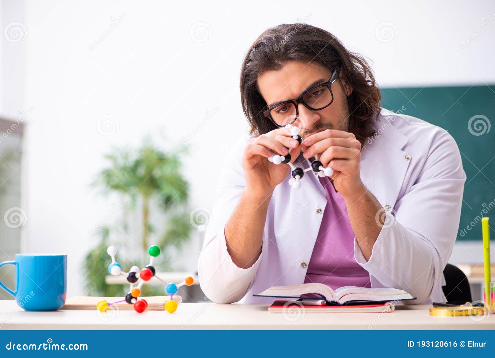 Young Male Physicist in the Classroom Stock Photo - Image of atom ...