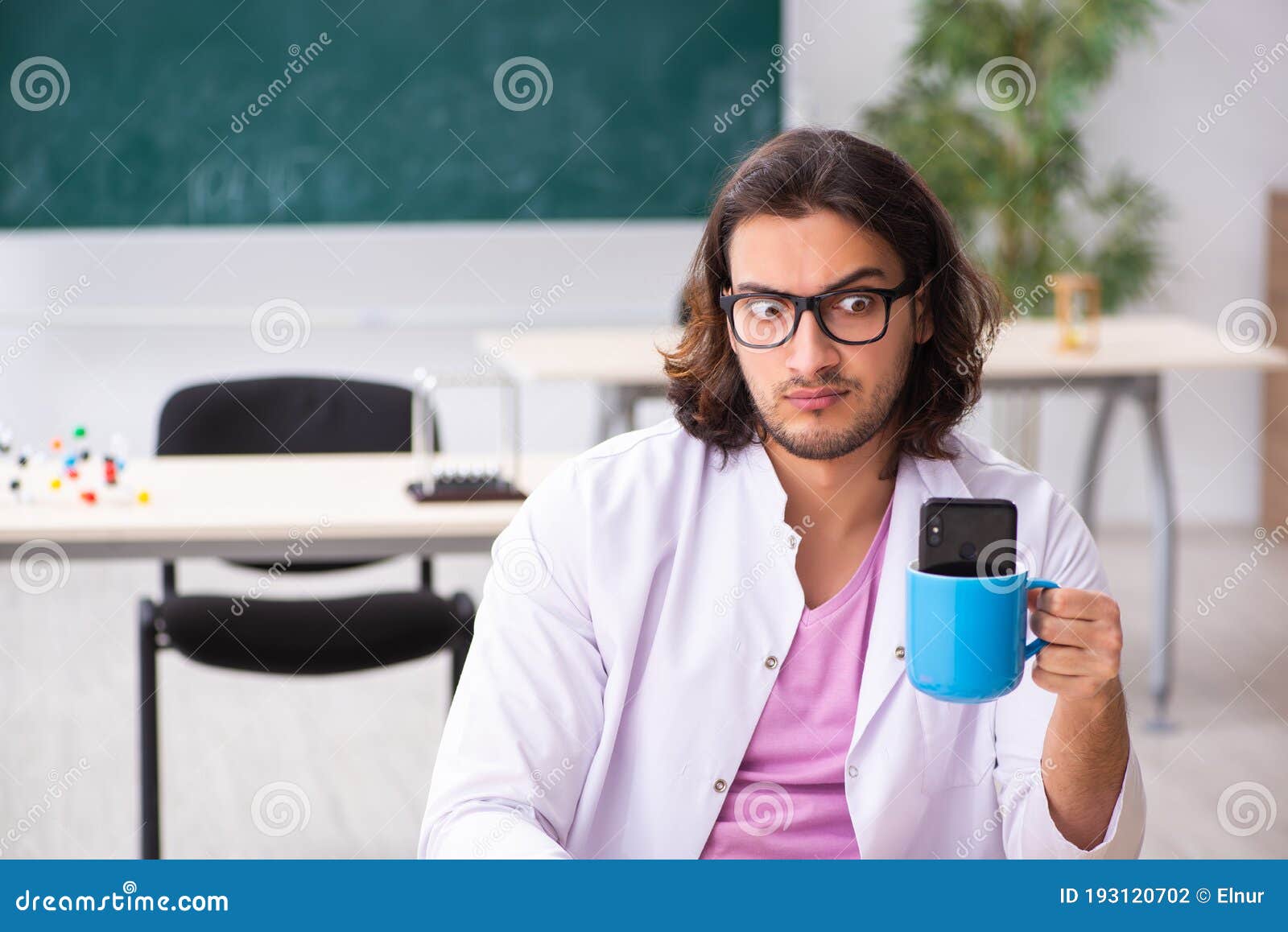 Young Male Physicist in the Classroom Stock Photo - Image of blackboard ...