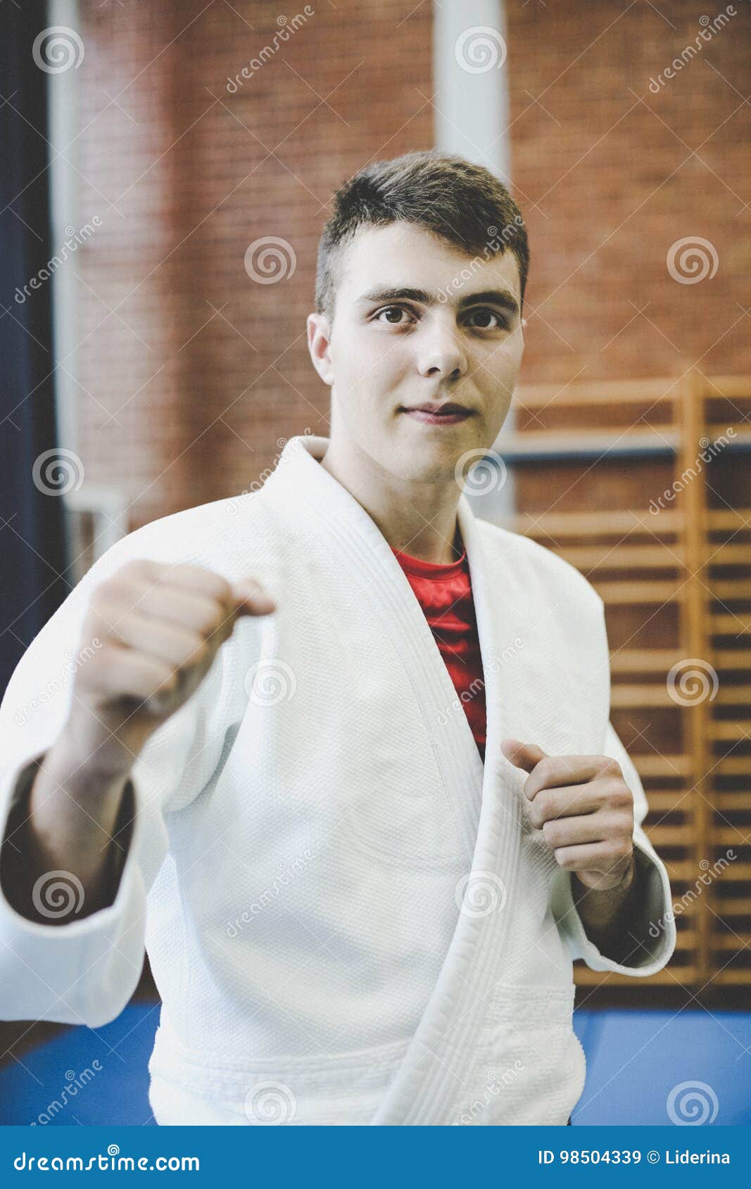 Young Male Practicing Judo in Kimono. Stock Image - Image of conflict ...