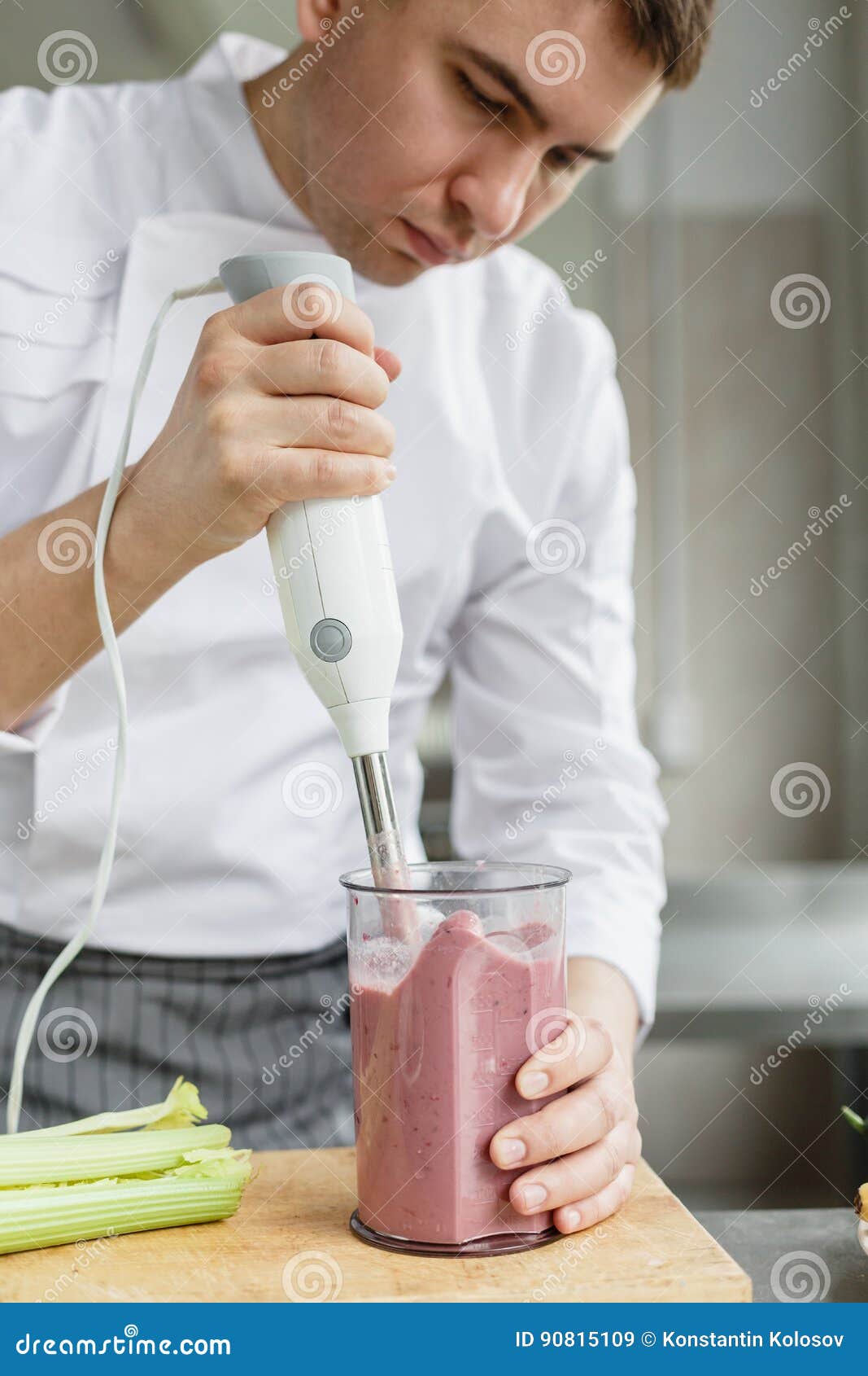 Young Male Preparing Smoothie Stock Image - Image of professional ...