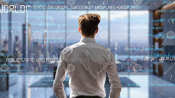 Young Male Programmer Engaged in AI Engineering LISP Stock Illustration ...