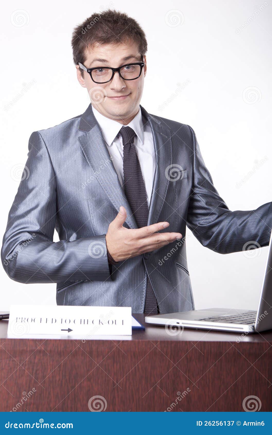 Young male receptionist stock image. Image of call, isolated - 26256137