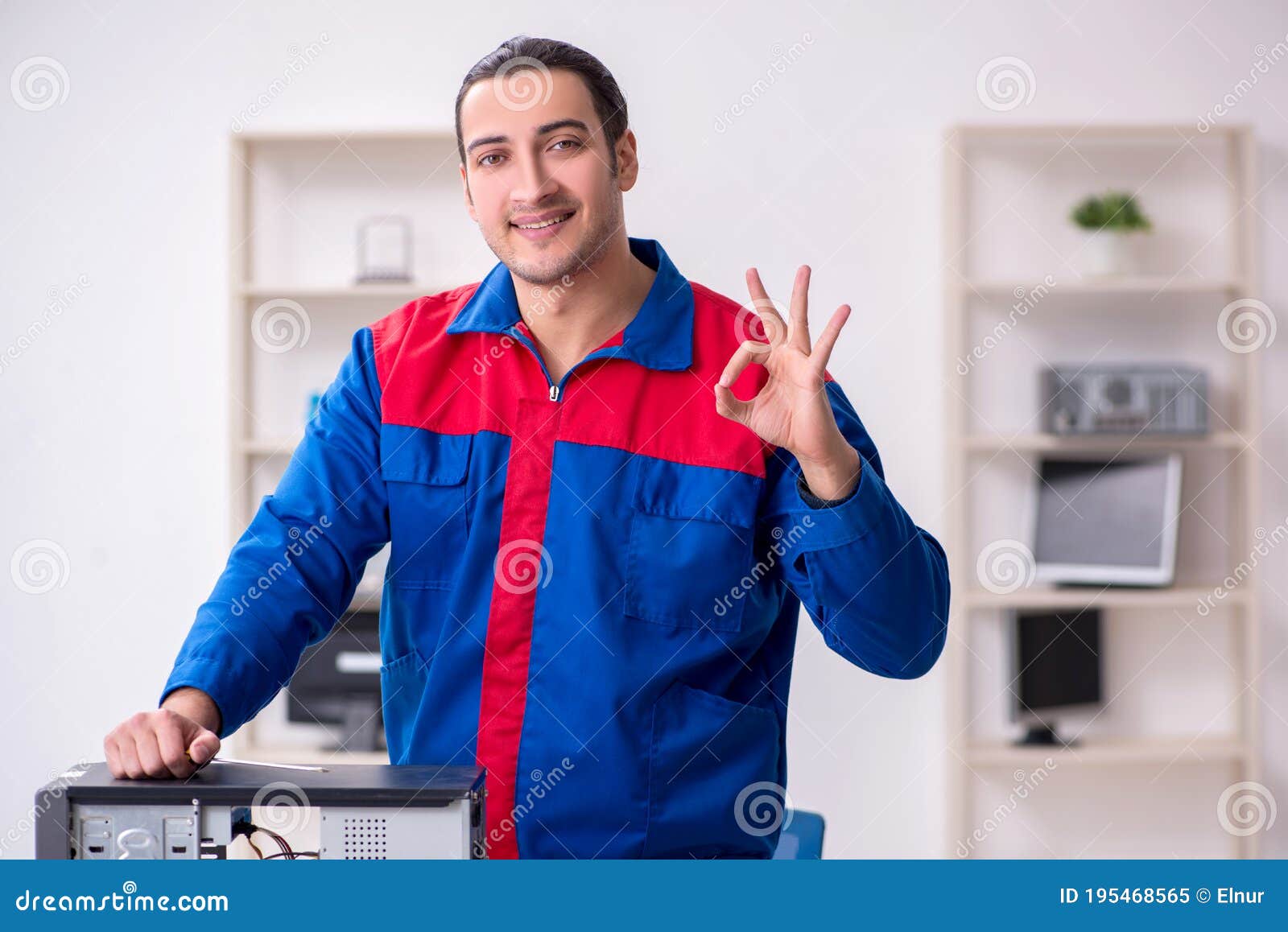 Young Male Repairman Repairing Computer Stock Image - Image of helpdesk ...