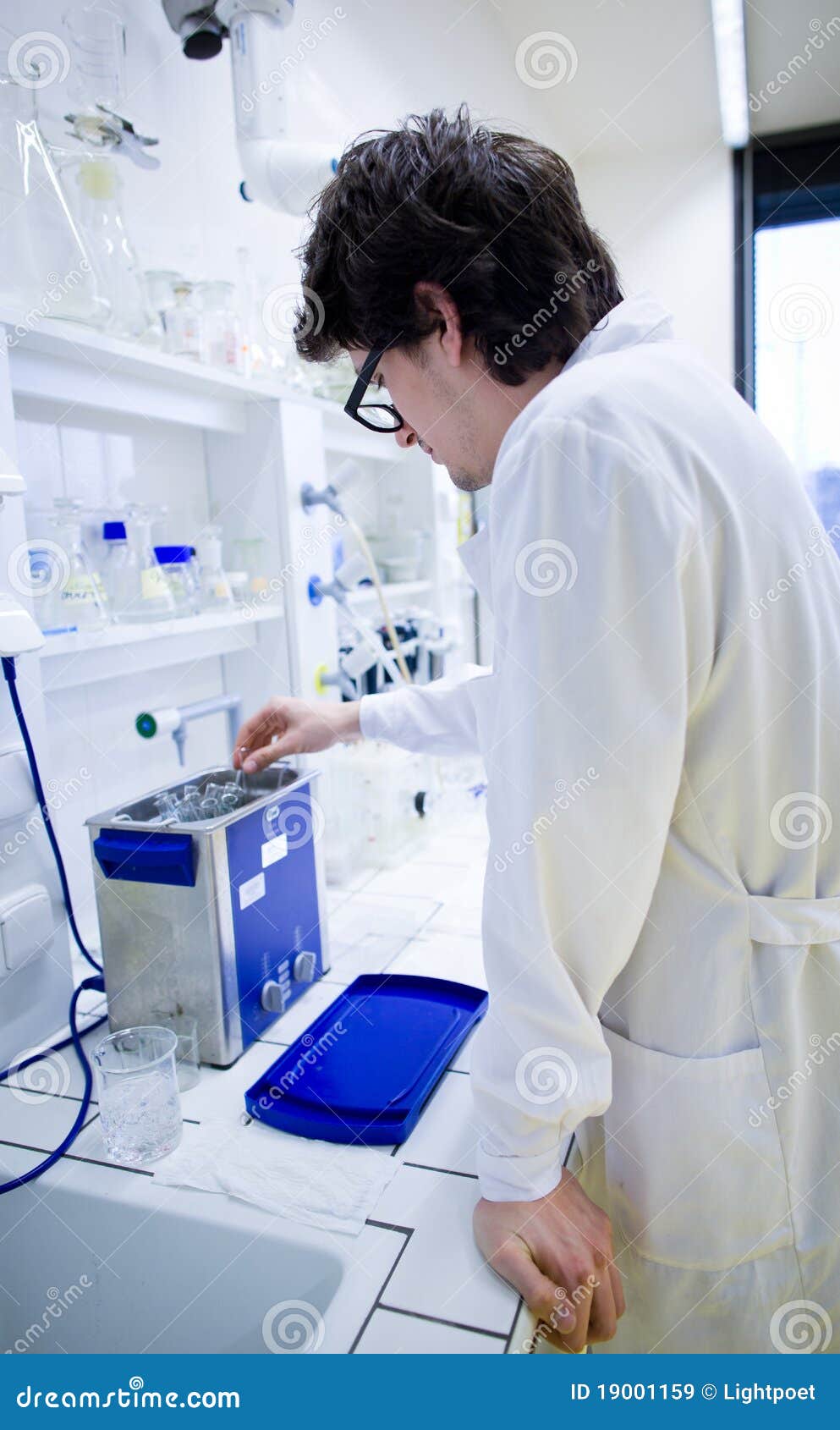 Young Male Researcher in a Chemistry Lab Stock Image - Image of ...