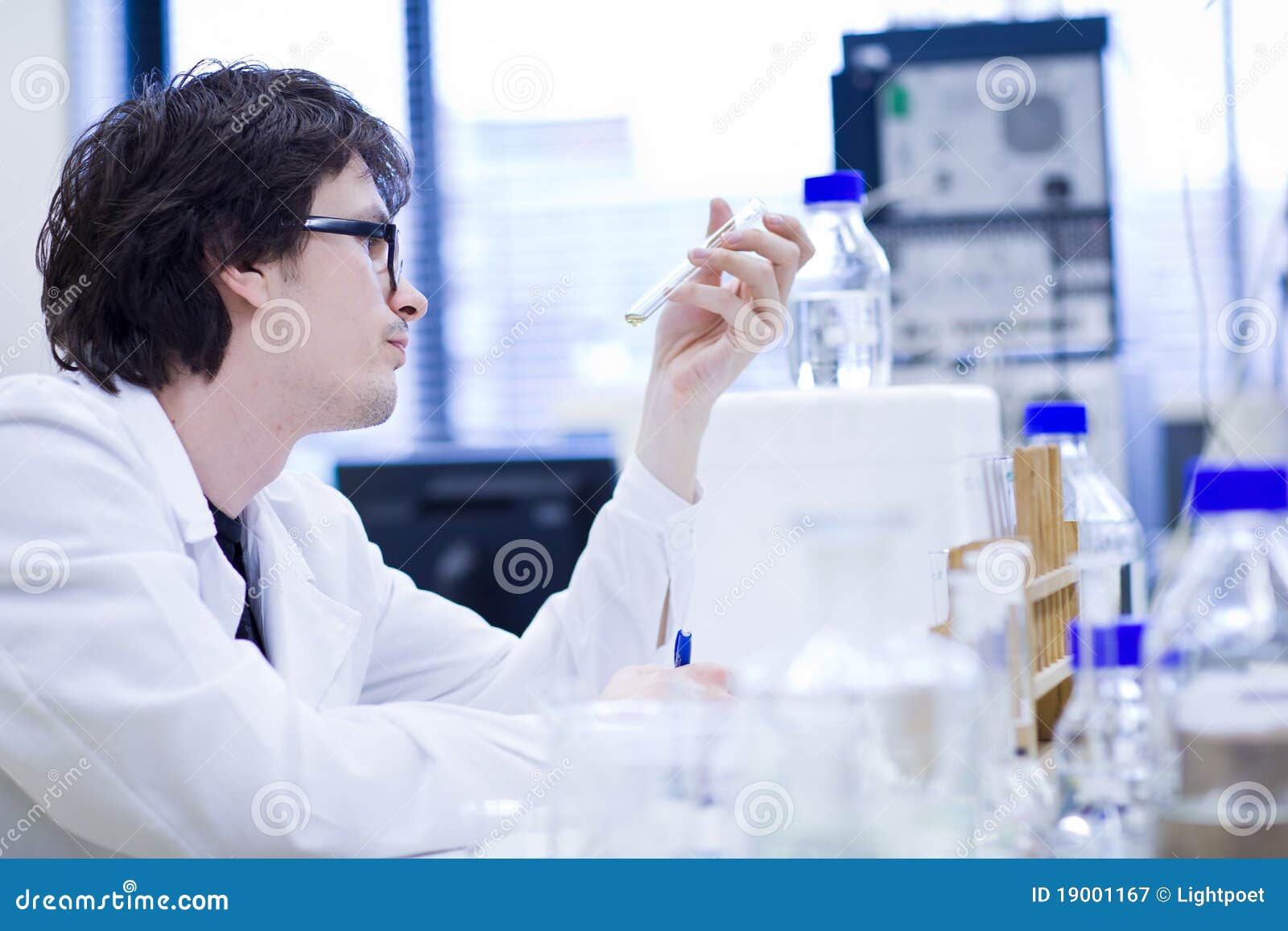 Young Male Researcher in a Chemistry Lab Stock Image - Image of ...