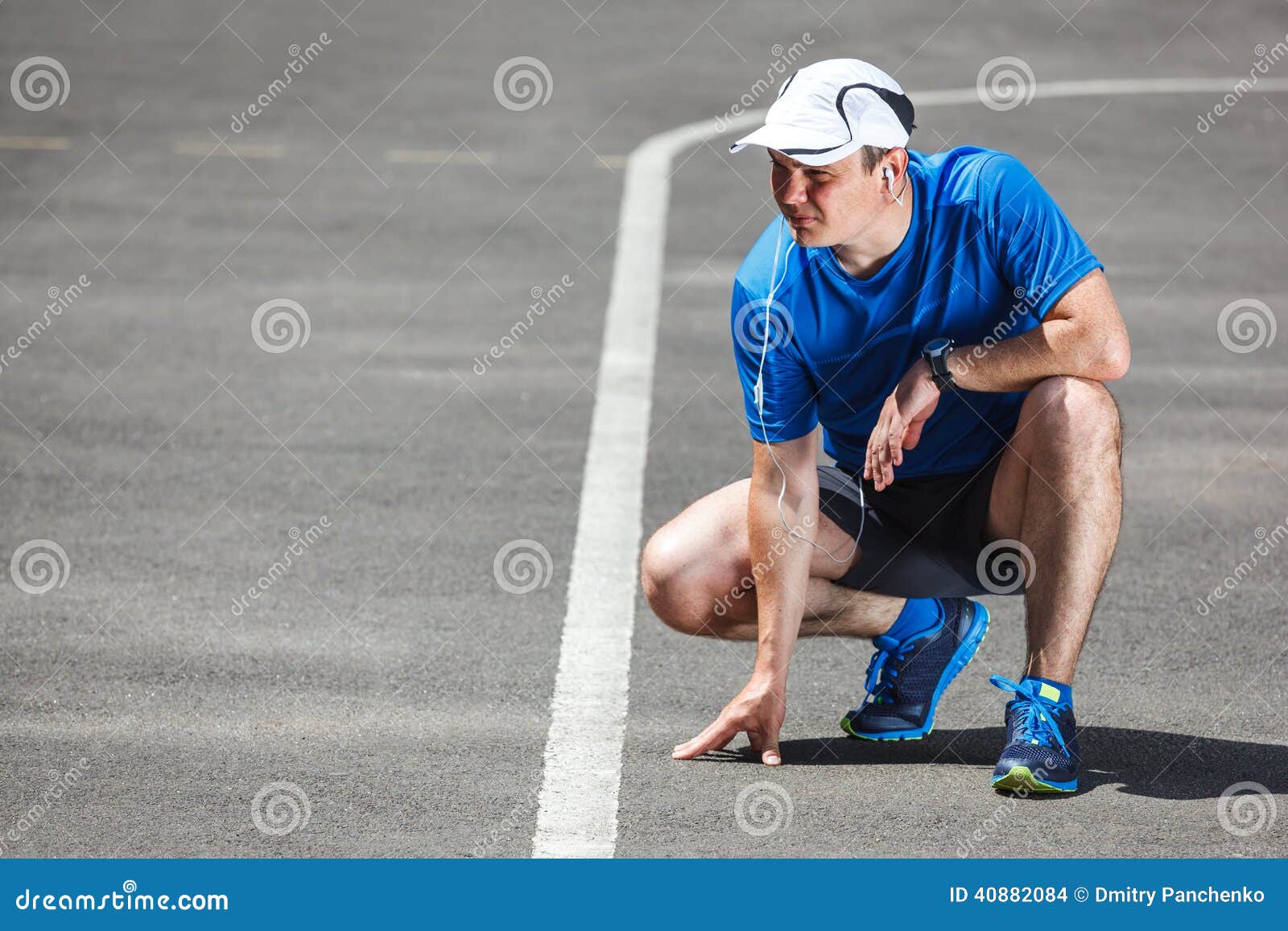 Young Male Runner Getting Ready Stock Photo - Image of motivation ...