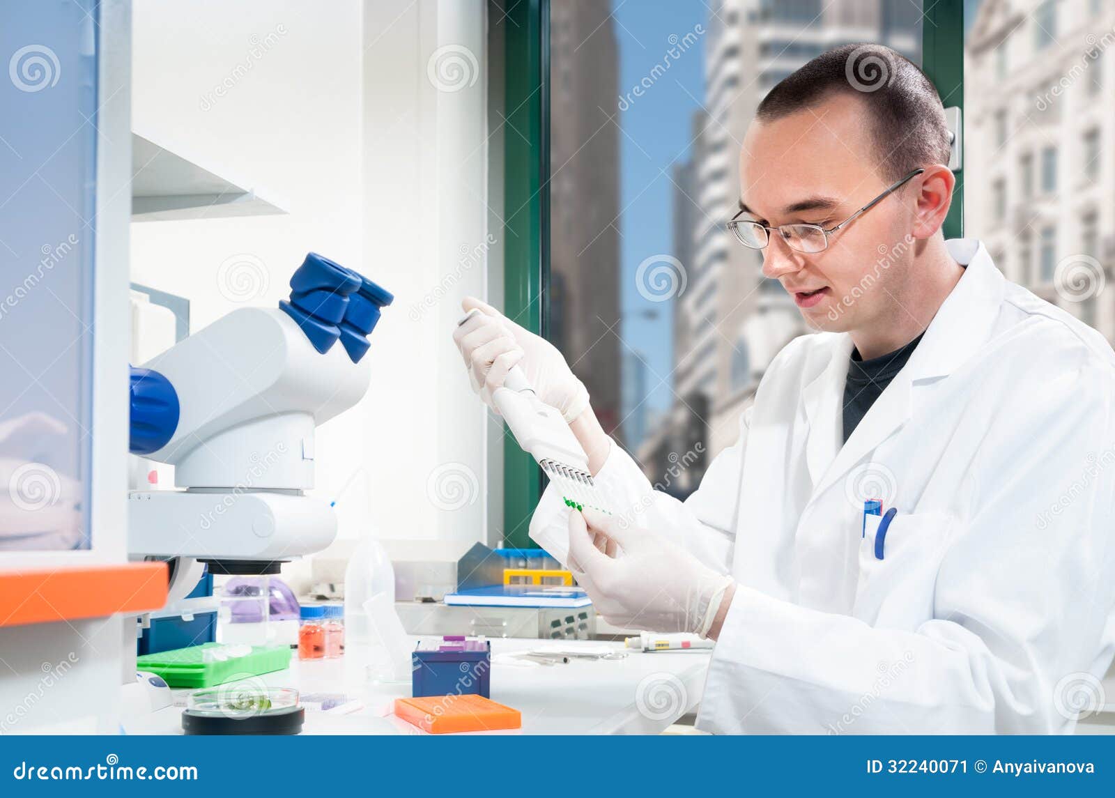 Young Male Scientist in Laboratory Stock Image - Image of genetics ...