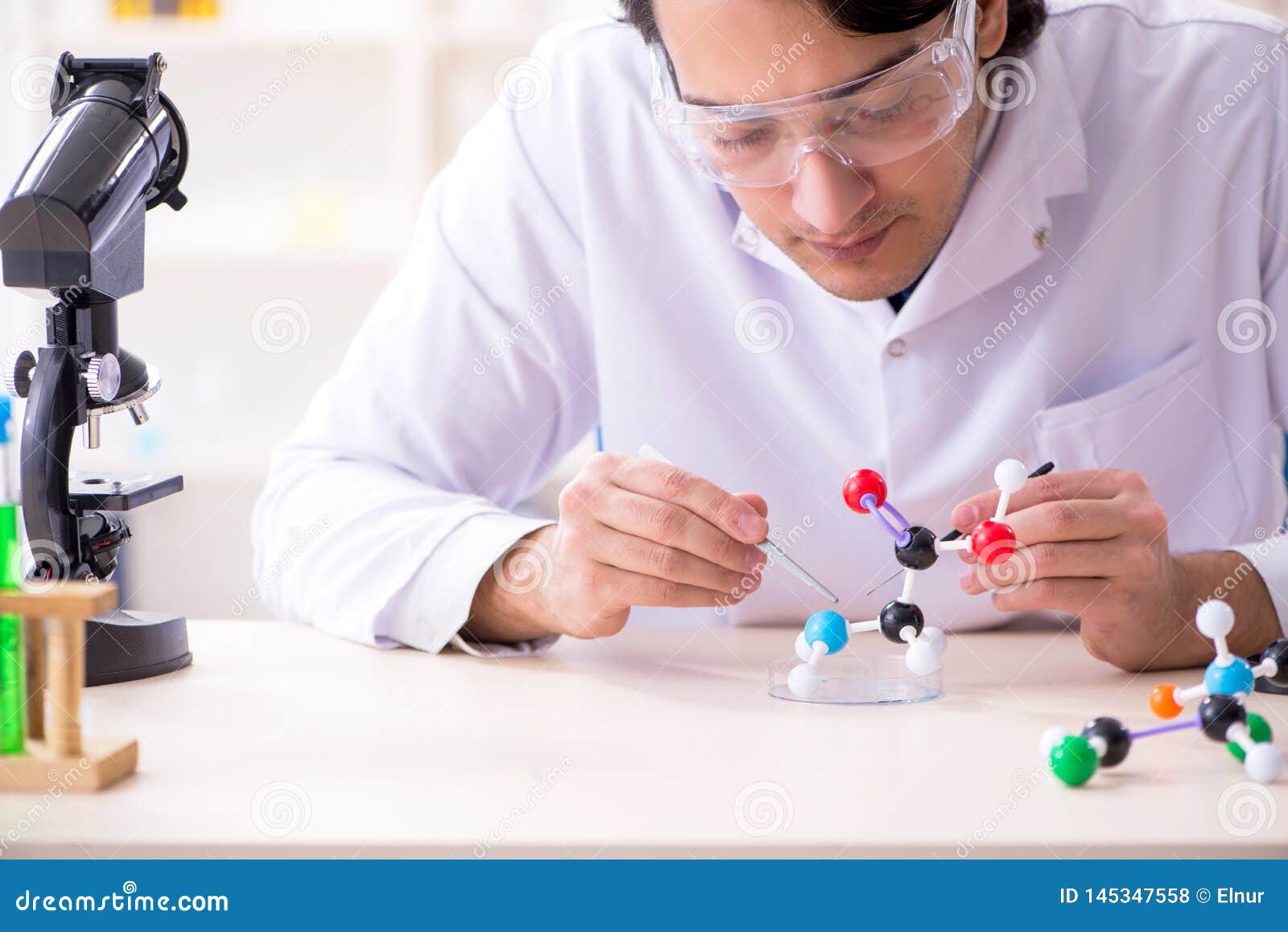 The Young Male Scientist Working in the Lab Stock Photo - Image of ...