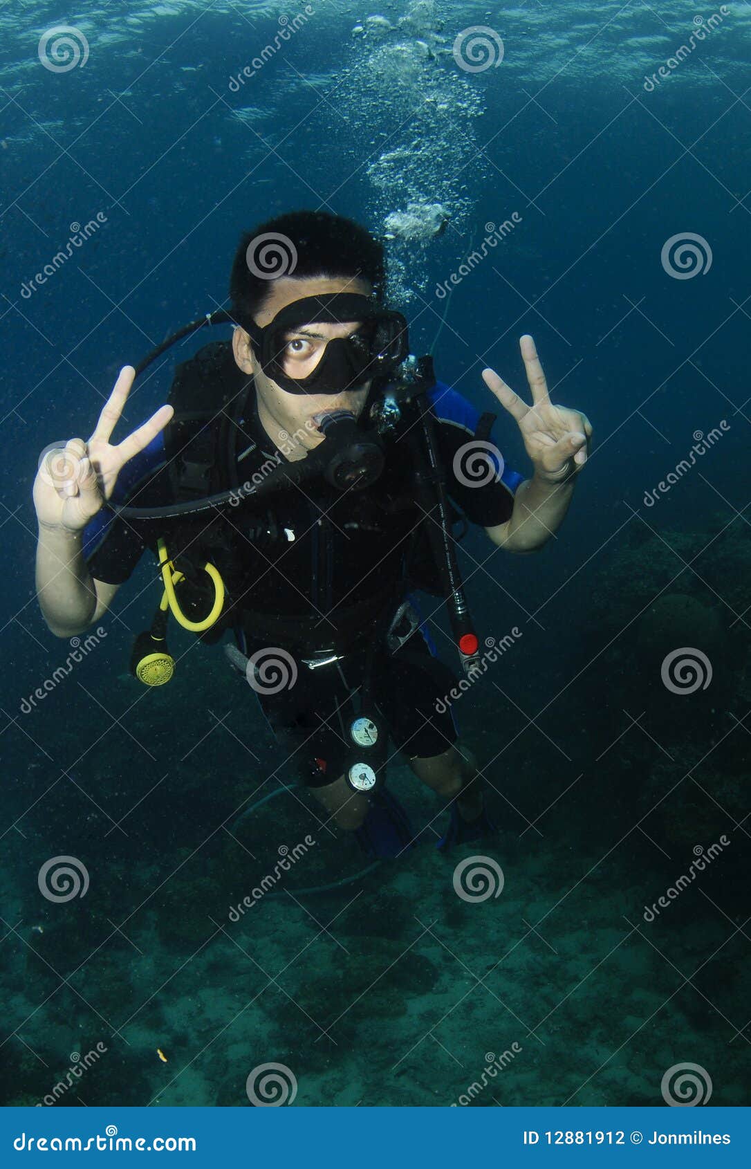 Young Male Scuba Diver Portrait Stock Photo - Image of portrait, green ...