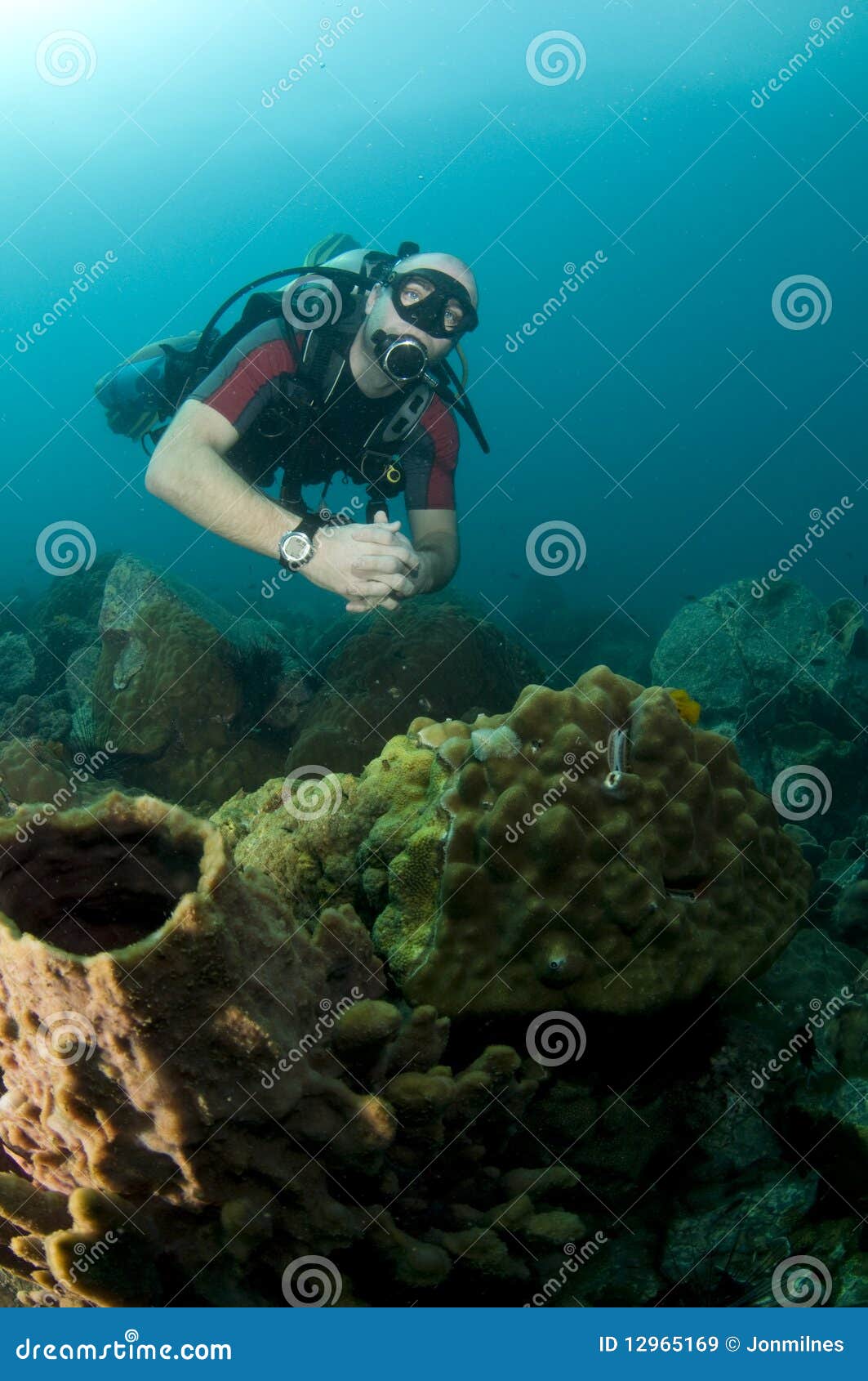 Young Male Scuba Diver Portrait Stock Image - Image of leisure ...