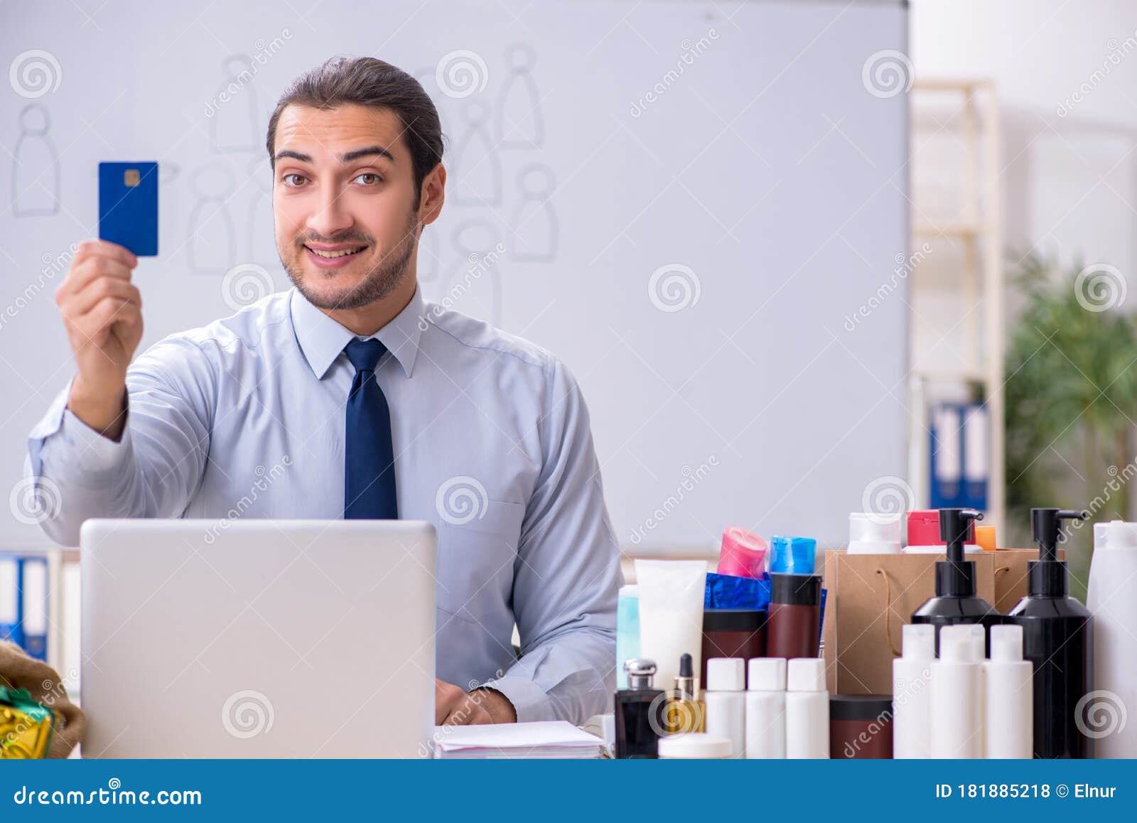 Young Male Shopaholic in E-commerce Concept Stock Photo - Image of ...