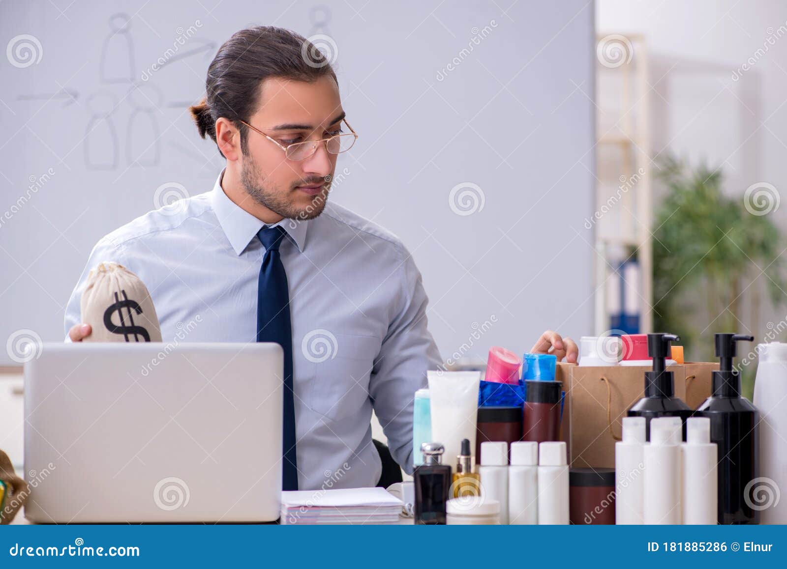 Young Male Shopaholic in E-commerce Concept Stock Photo - Image of ...