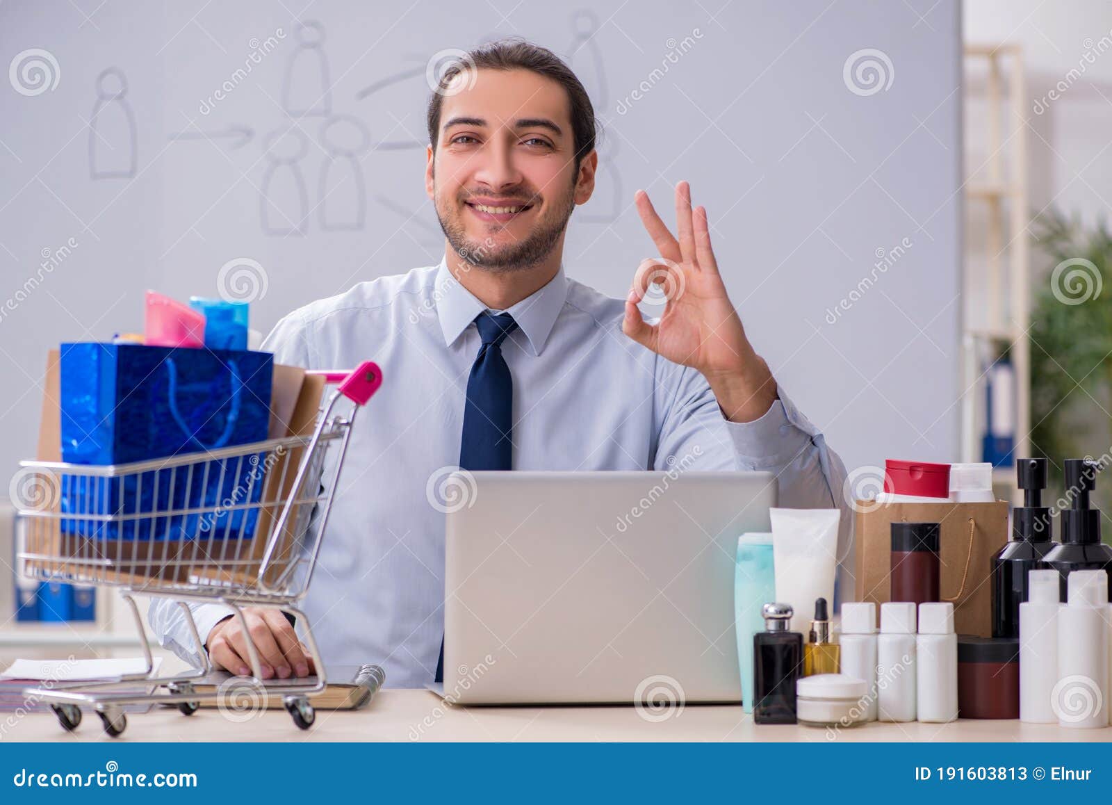 Young Male Shopaholic in E-commerce Concept Stock Image - Image of ...
