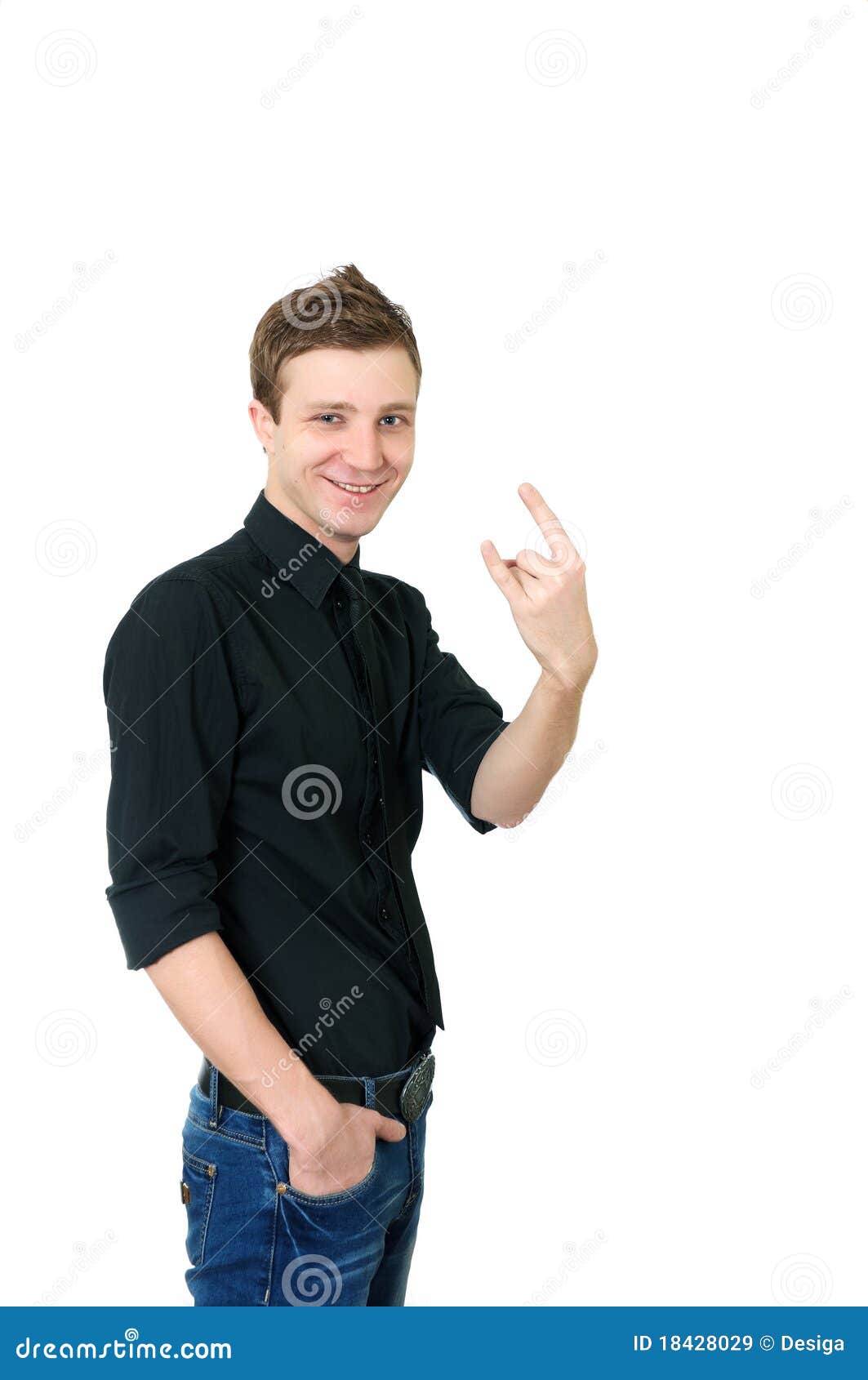 Young Male Showing Rock Hand Stock Image - Image of party, music: 18428029