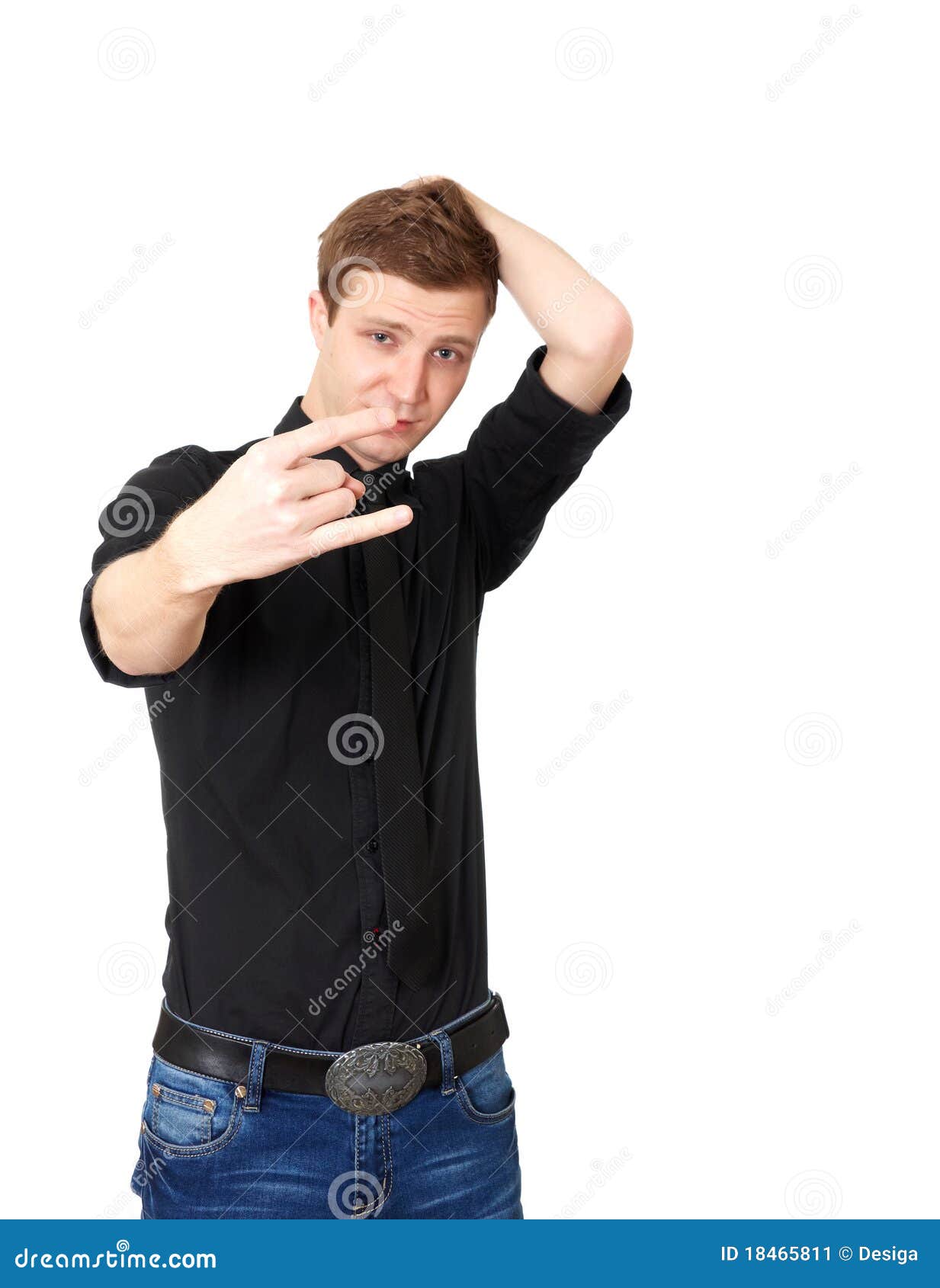 Young Male Showing Rock Hand Stock Image - Image of forefinger, middle ...