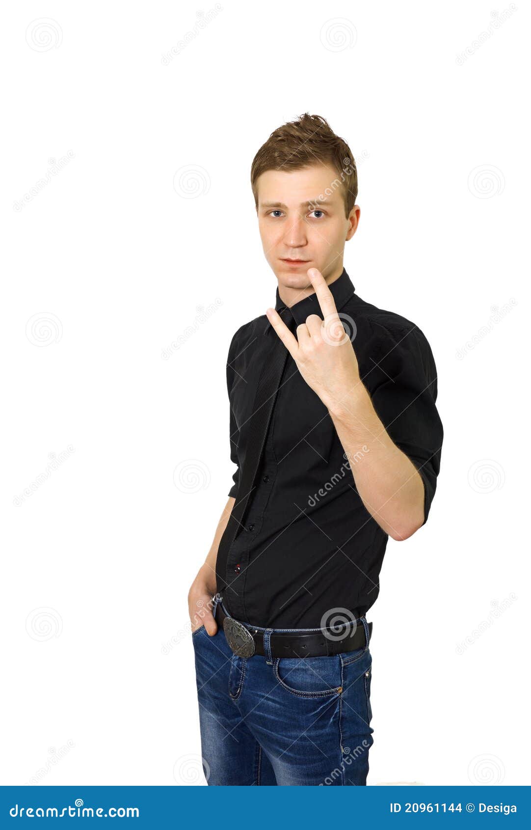 Young Male Showing Rock Hand Stock Photo - Image of music, inspiration ...