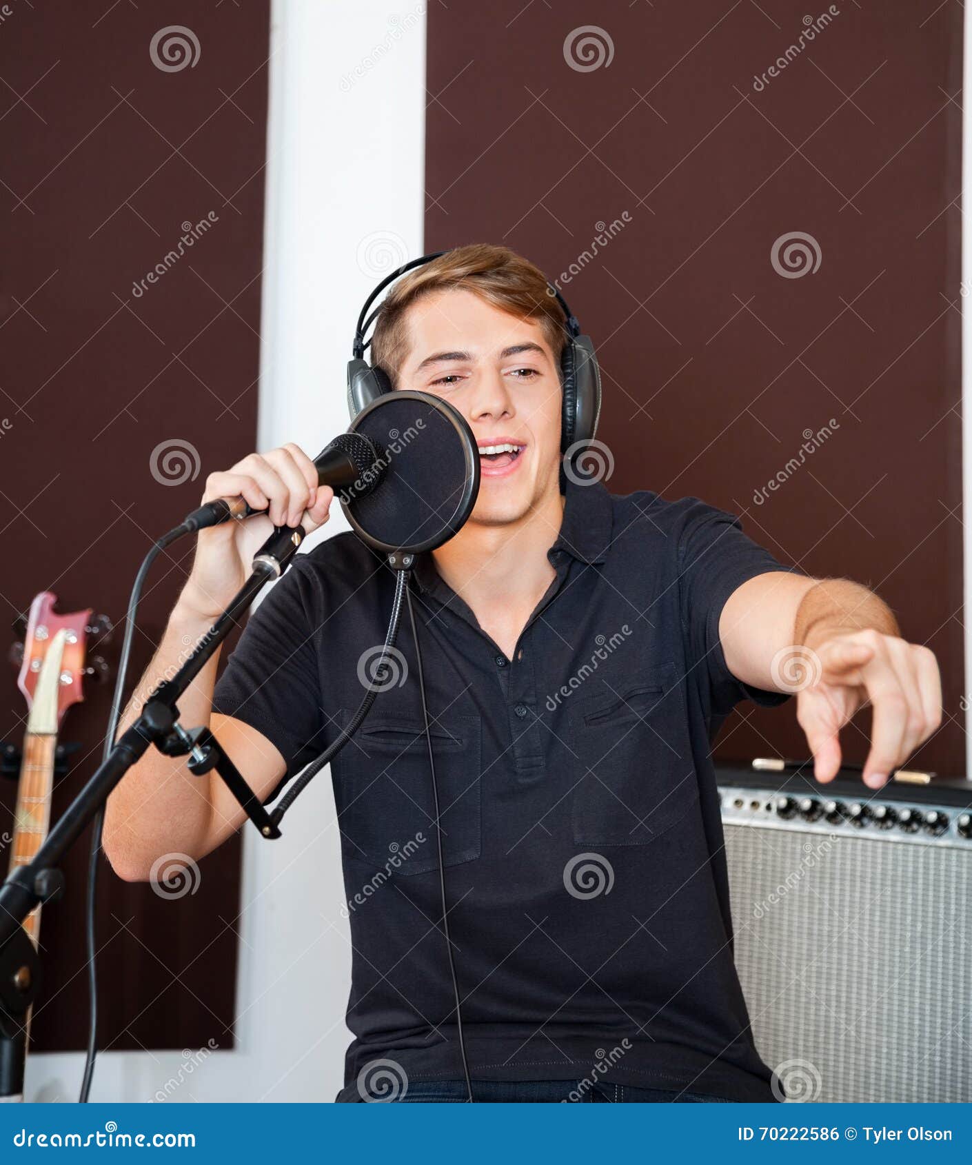 Young Male Singer Performing in Studio Stock Photo - Image of indy ...