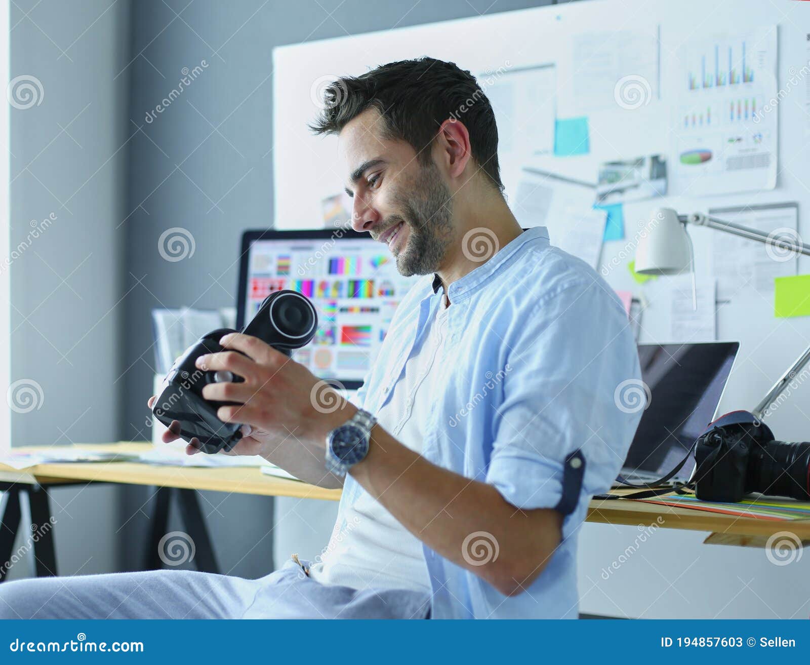 Young Male Software Programmer Testing a New App with 3d Virtual ...