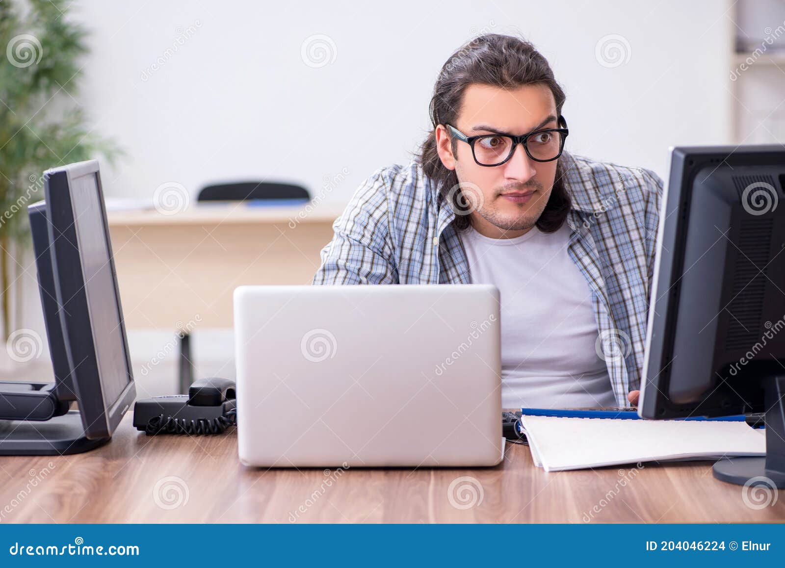 Young Male it Specialist Working in the Office Stock Photo - Image of ...