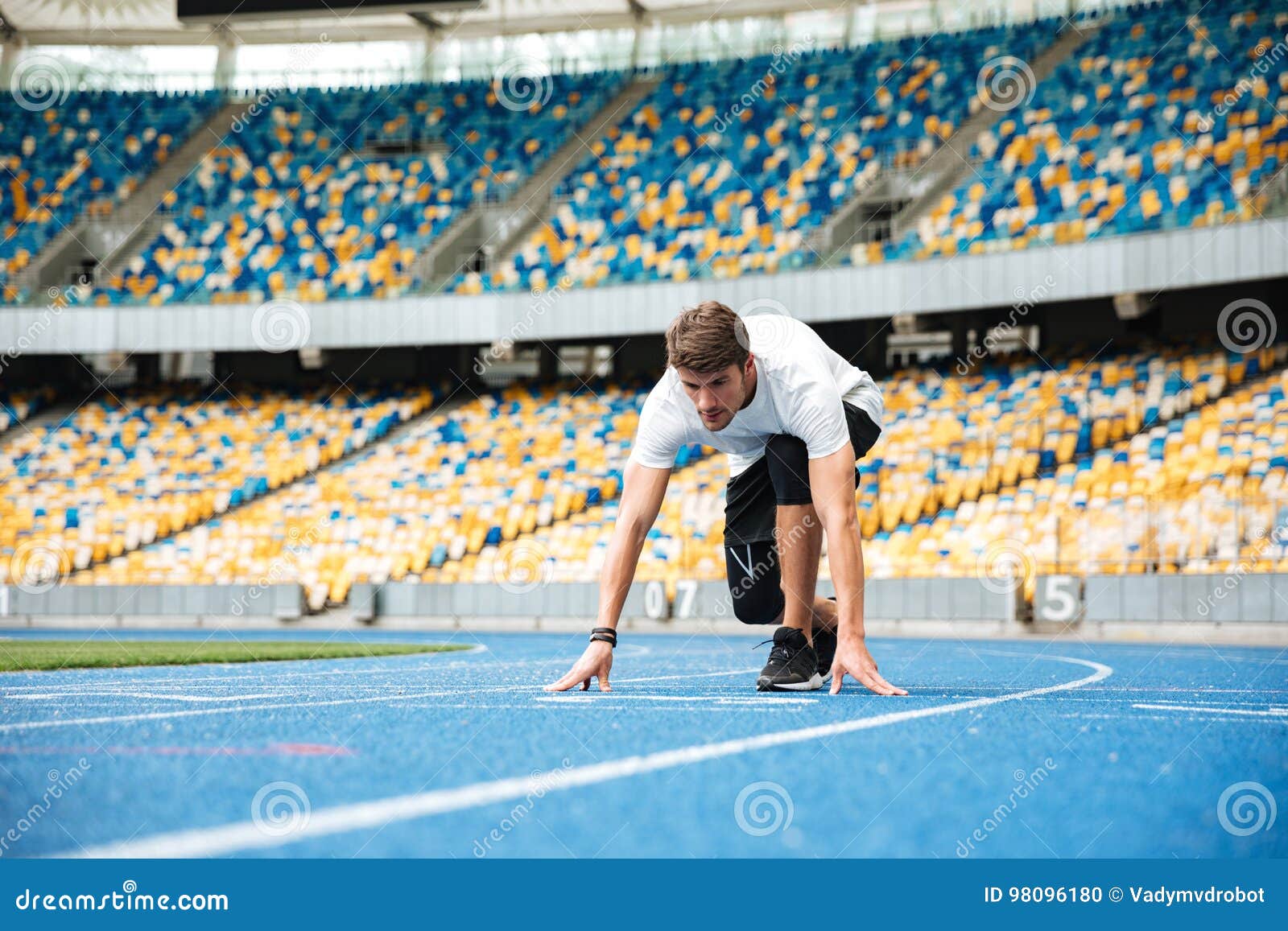Young Male Sprinter about To Start a Race Stock Photo - Image of speed ...