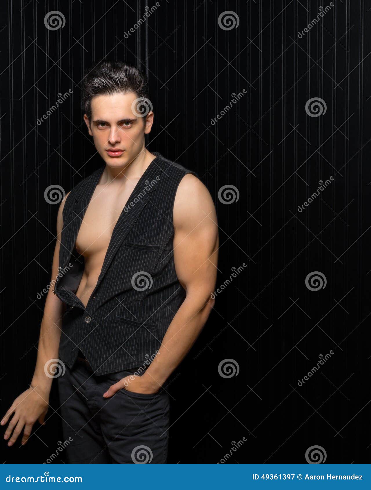 Young Male Strong Facial Features Stock Image - Image of model, hair ...