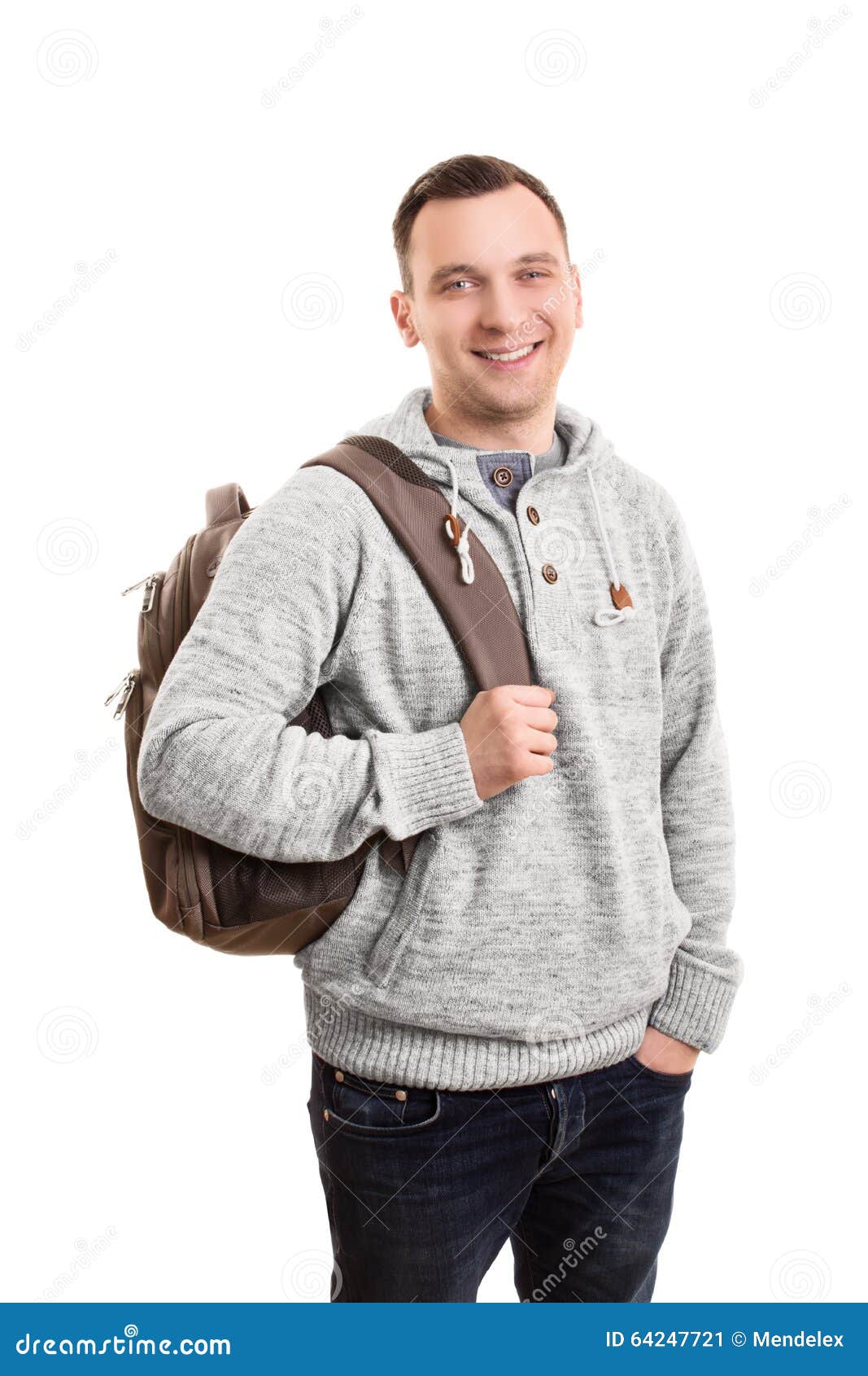 Young Male Student with a Backpack Stock Image - Image of person ...