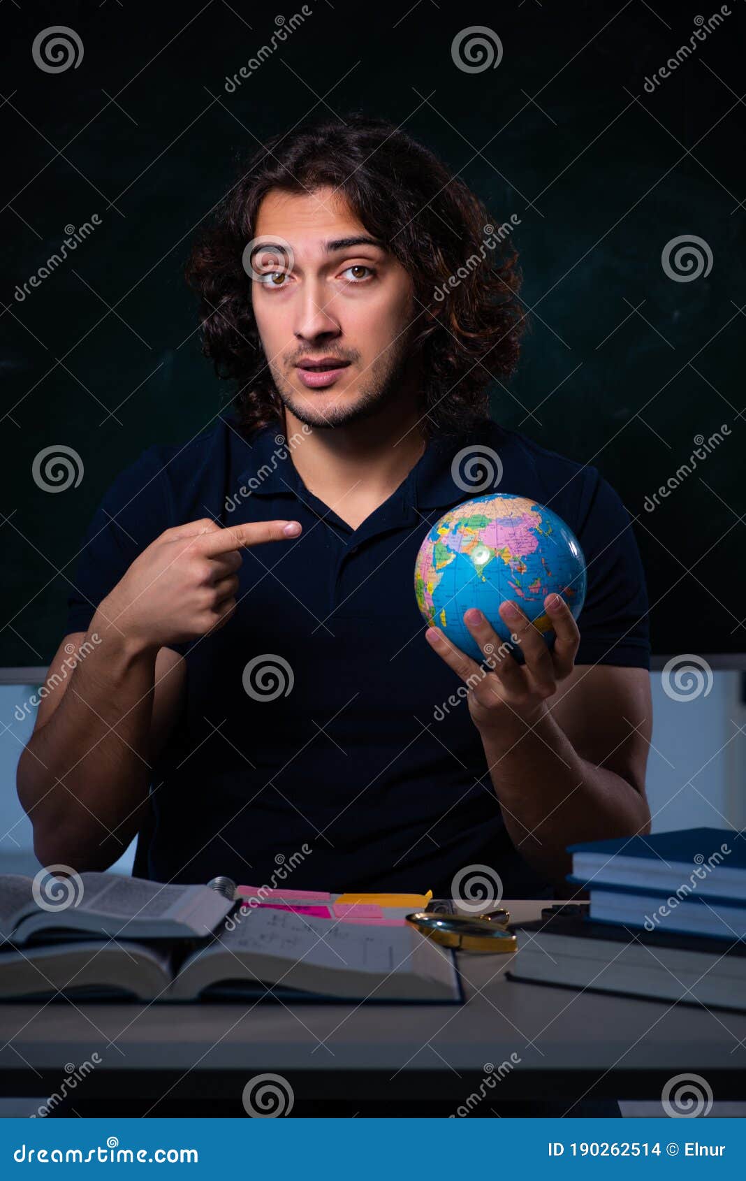 Young Male Student in the Classroom at Night Stock Photo - Image of ...